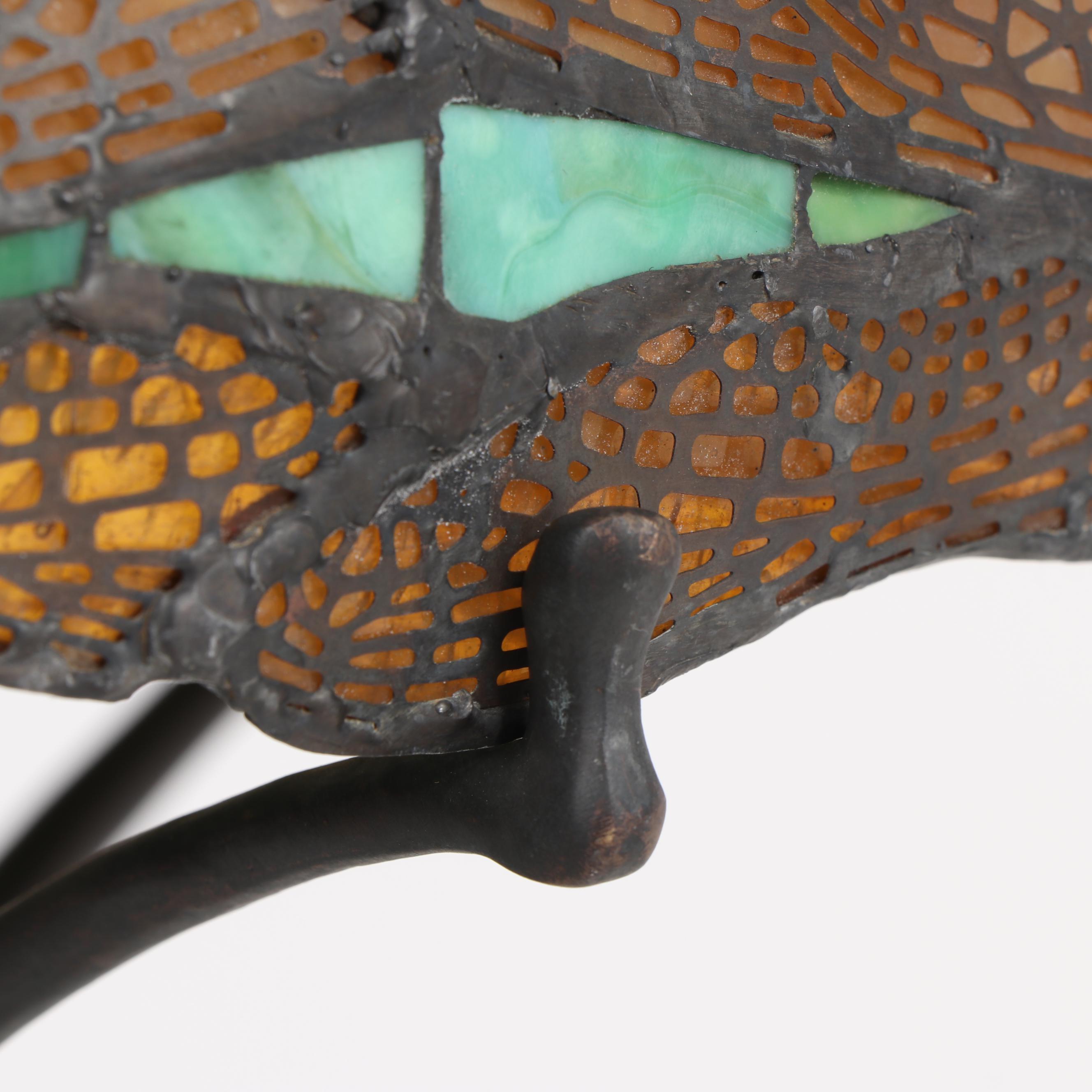 JSW Studios Leaded Glass, Mosaic and Patinated Metal Dragonfly Table ...