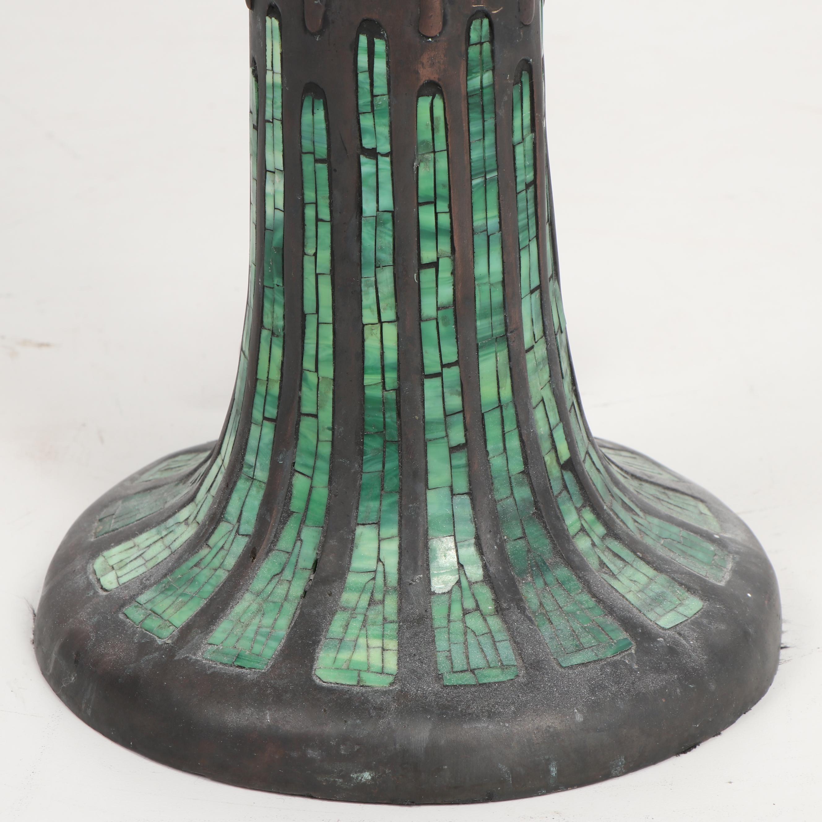 JSW Studios Leaded Glass, Mosaic and Patinated Metal Dragonfly Table ...