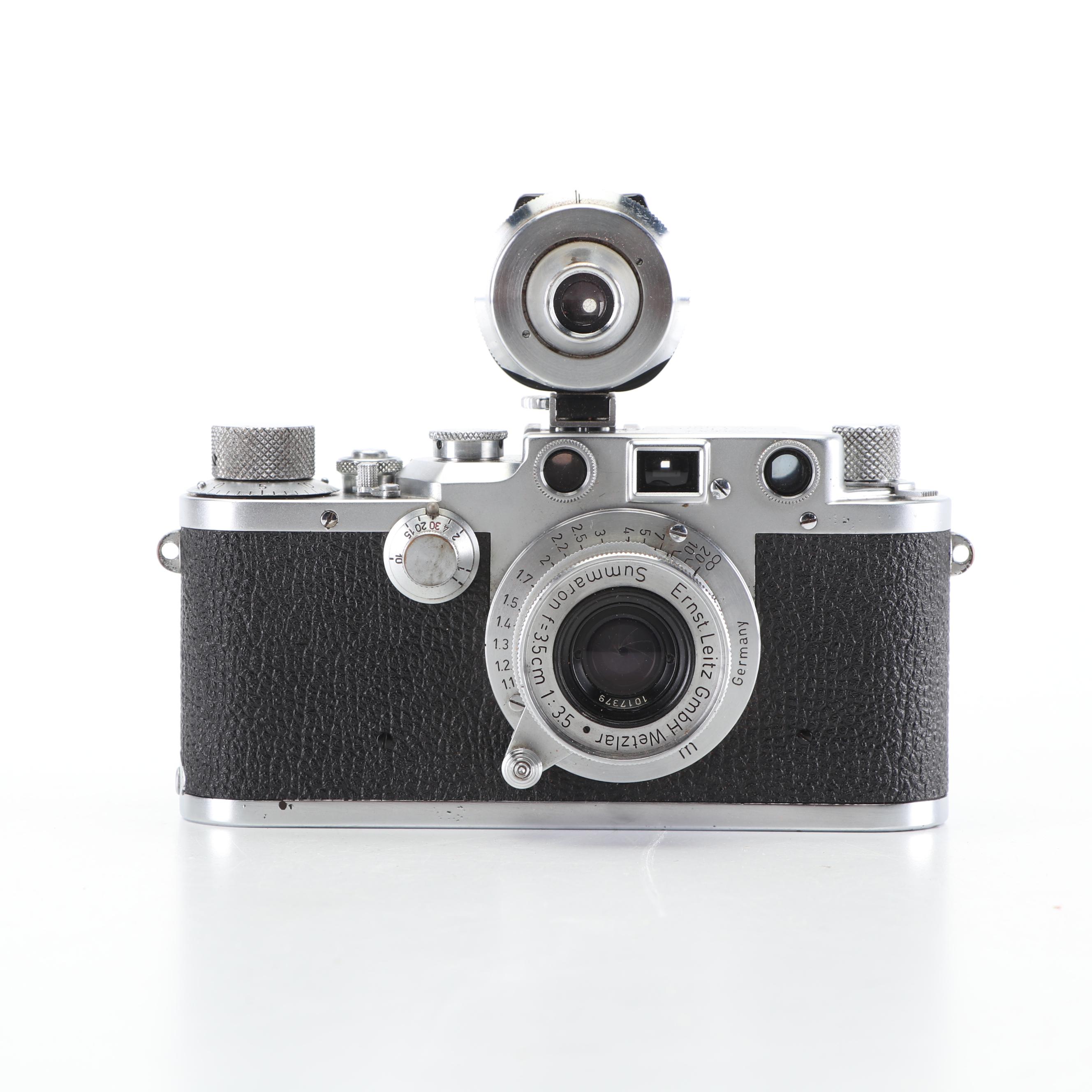 Leica IIIC 35mm Camera with Viewfinder Attachment and Leather Case, c ...