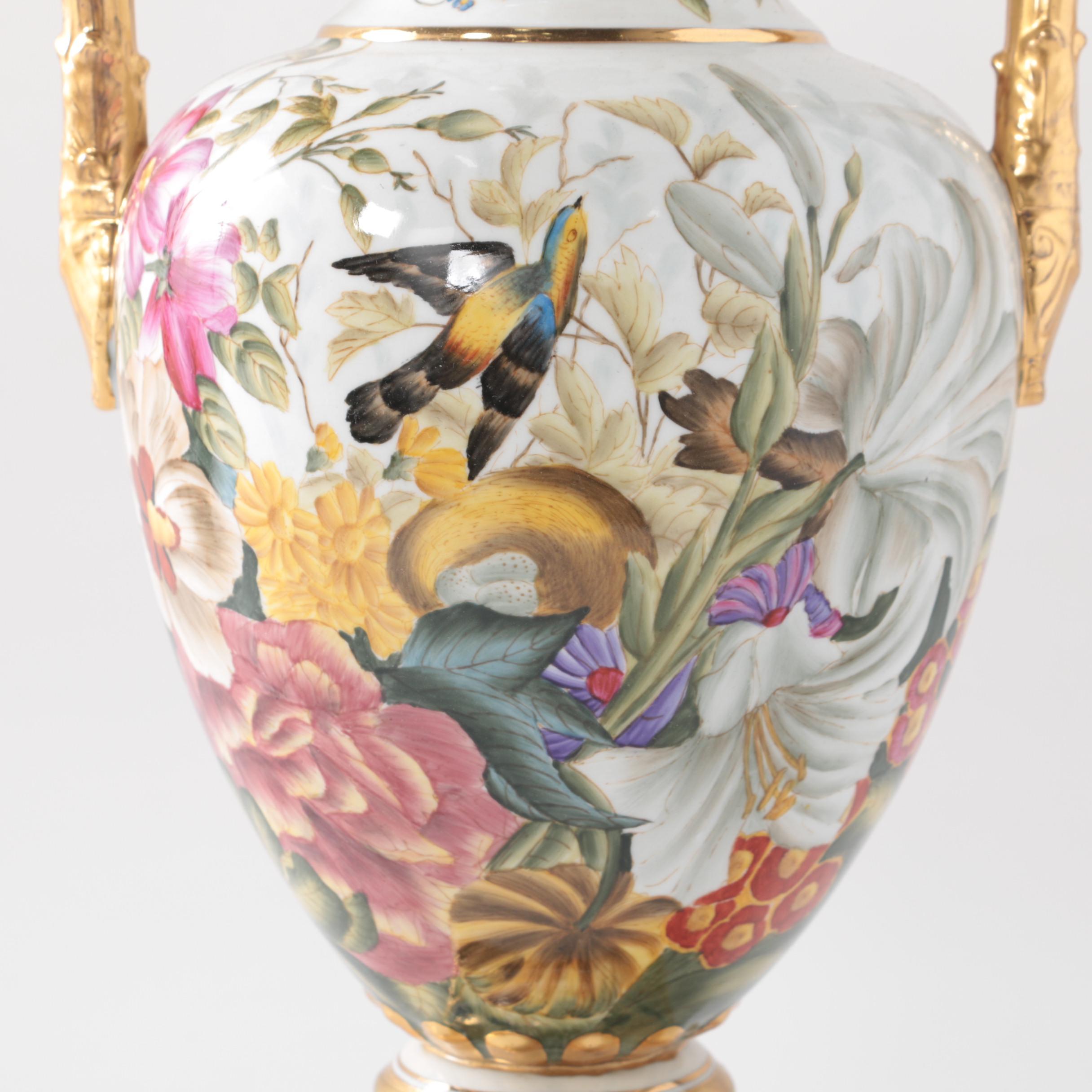 Chelsea House Old Paris Style Floral Decorated Porcelain Urn | EBTH