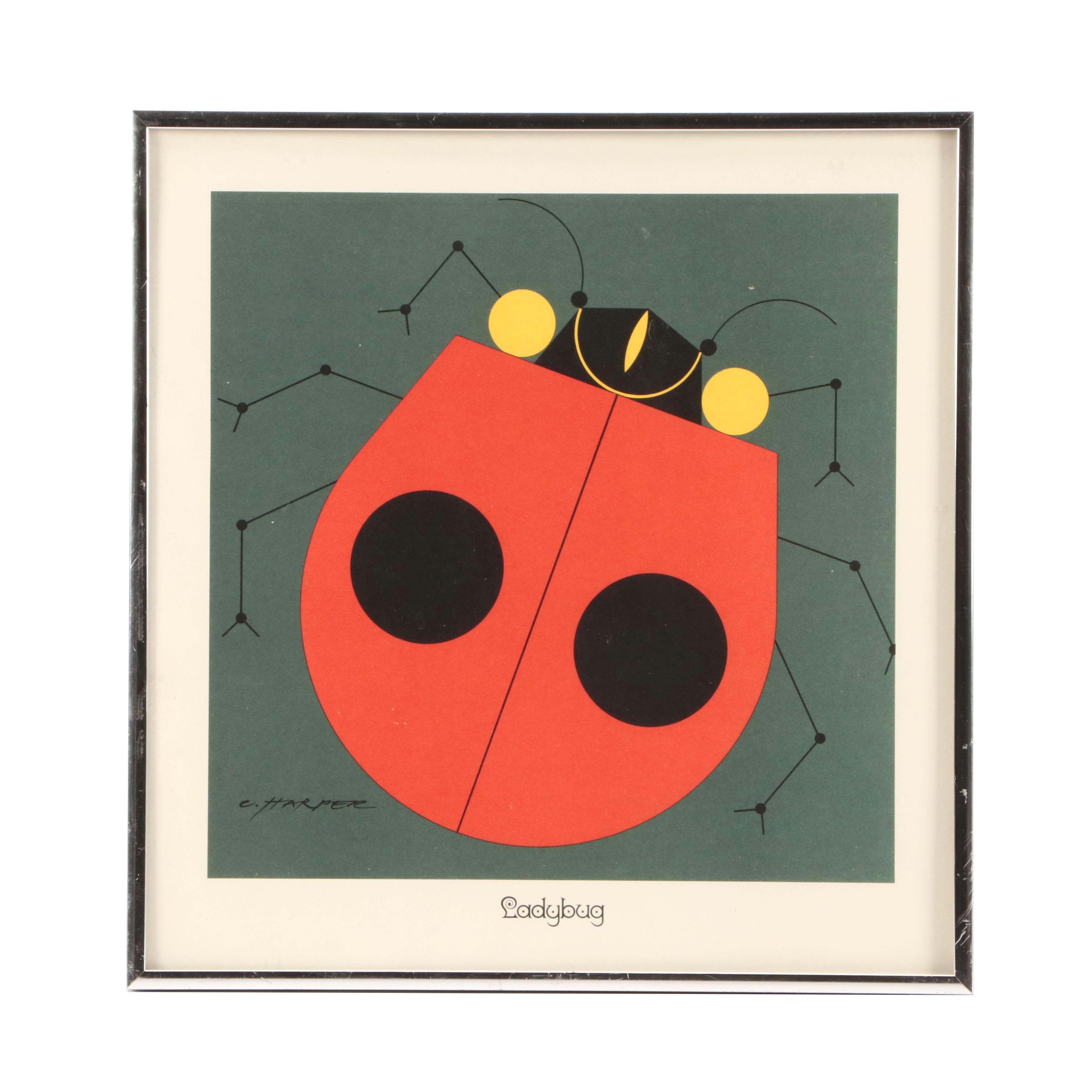 Vintage Lithograph After Charley Harper "Ladybug" | EBTH