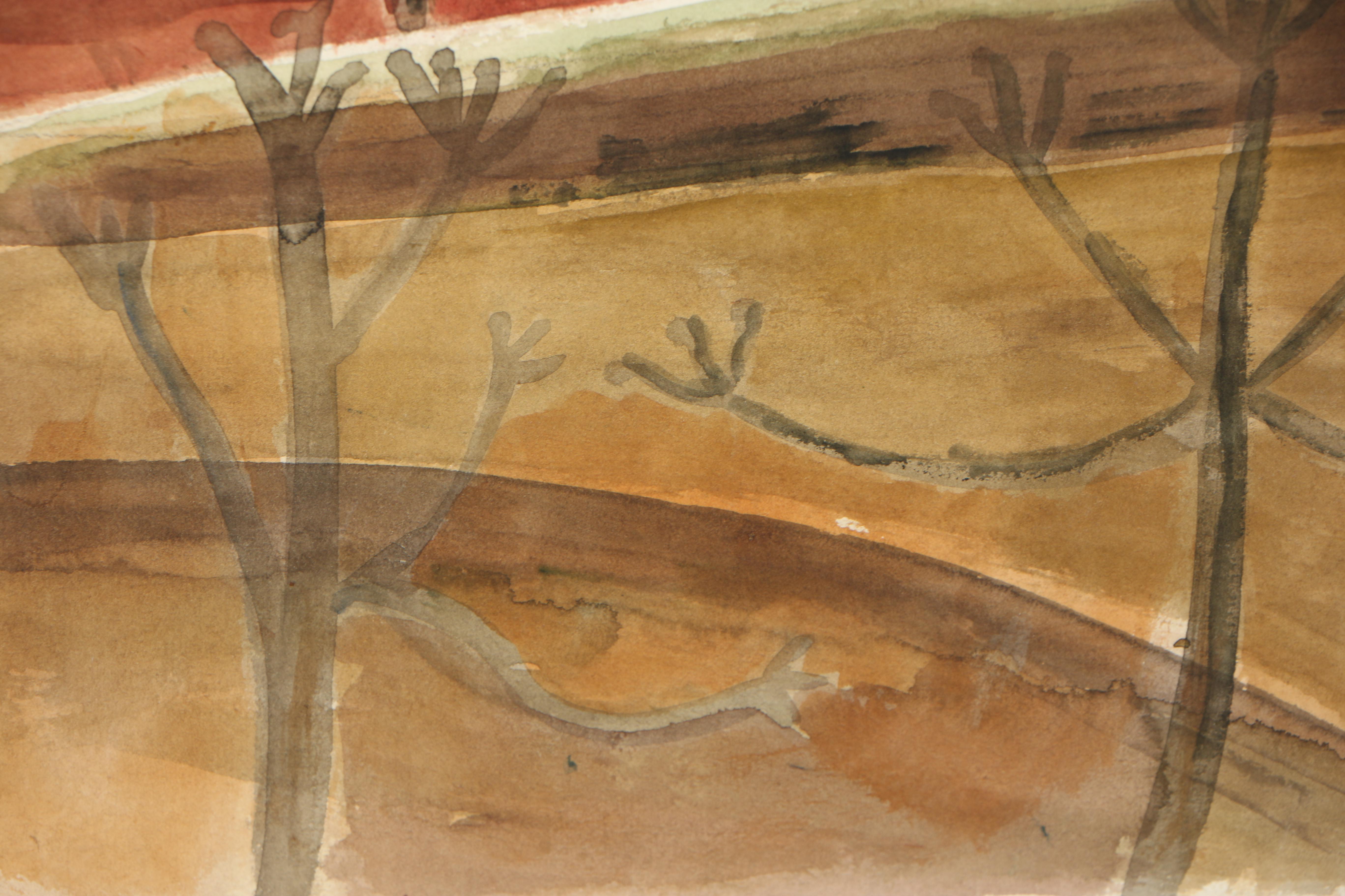 Esther Phillips Watercolor on Paper Rural Town Scene | EBTH