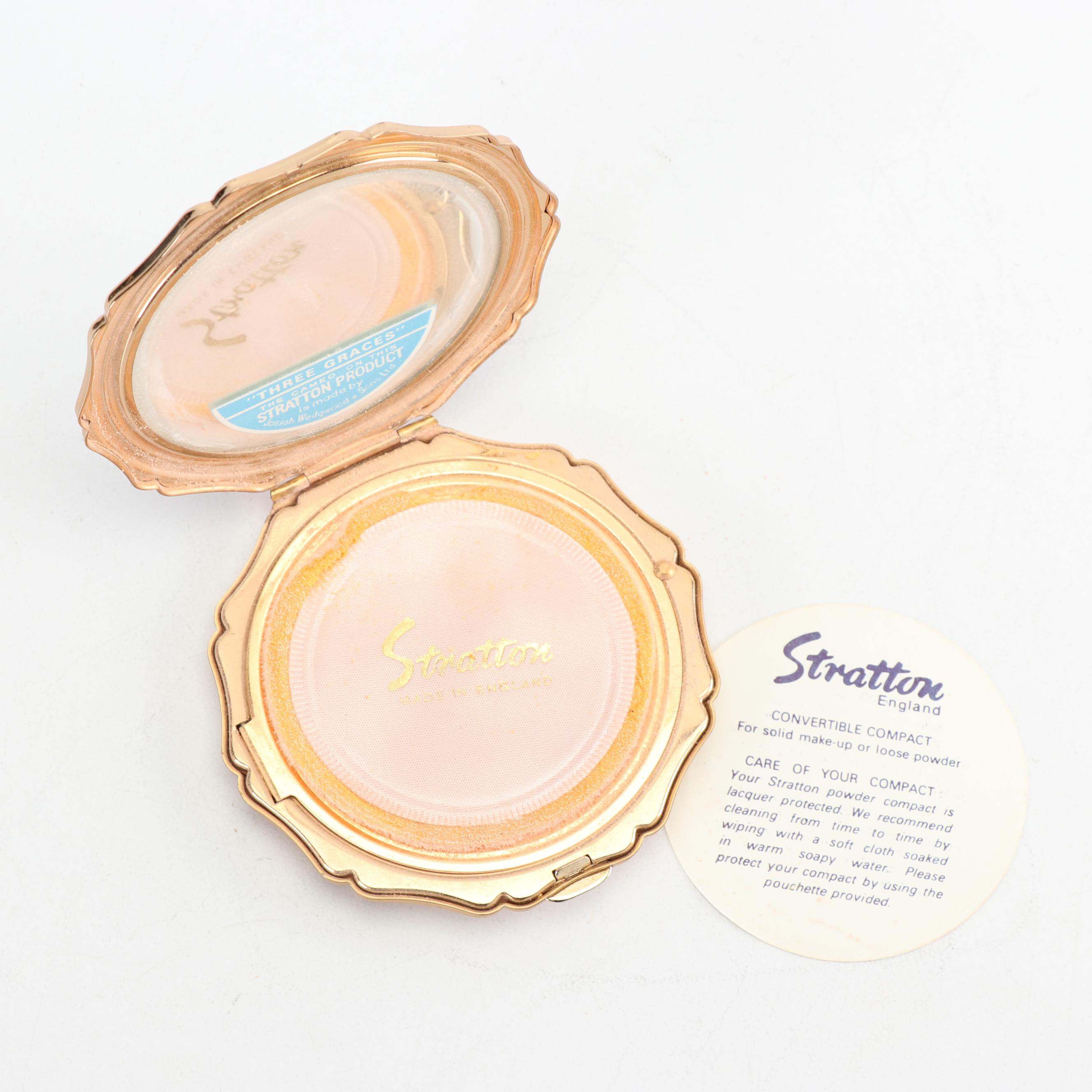 Stratton "Three Graces" Powder Compact with Wedgwood Jasperware Cameo ...