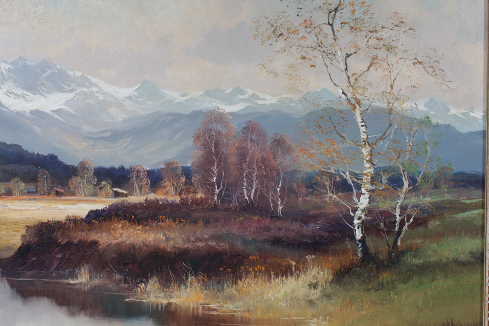 Helmut Stadelhofer Large-Scale Oil Painting of Bavarian Landscape | EBTH