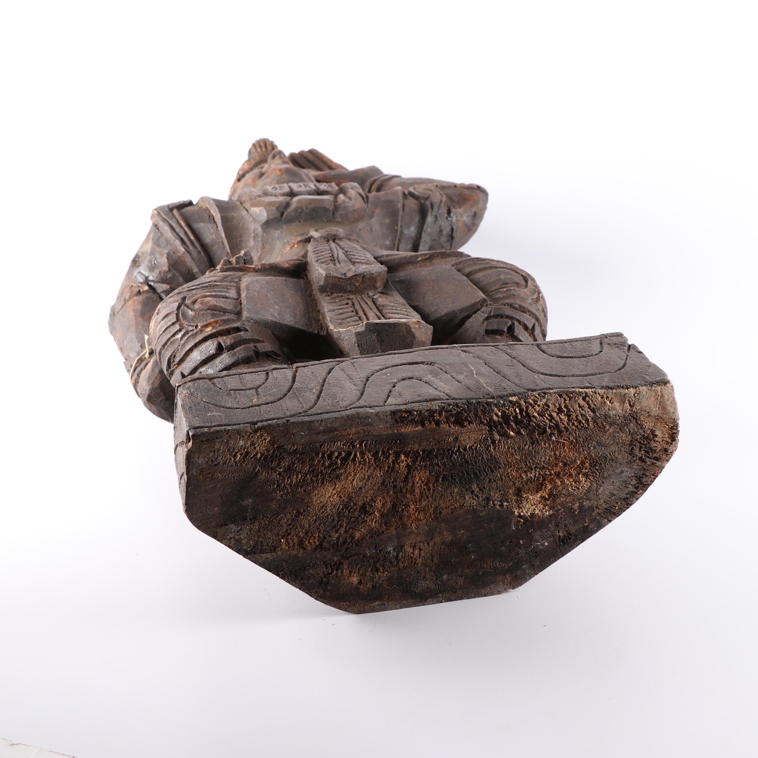 Southeast Asian Carved Wood Crouching Figure | EBTH