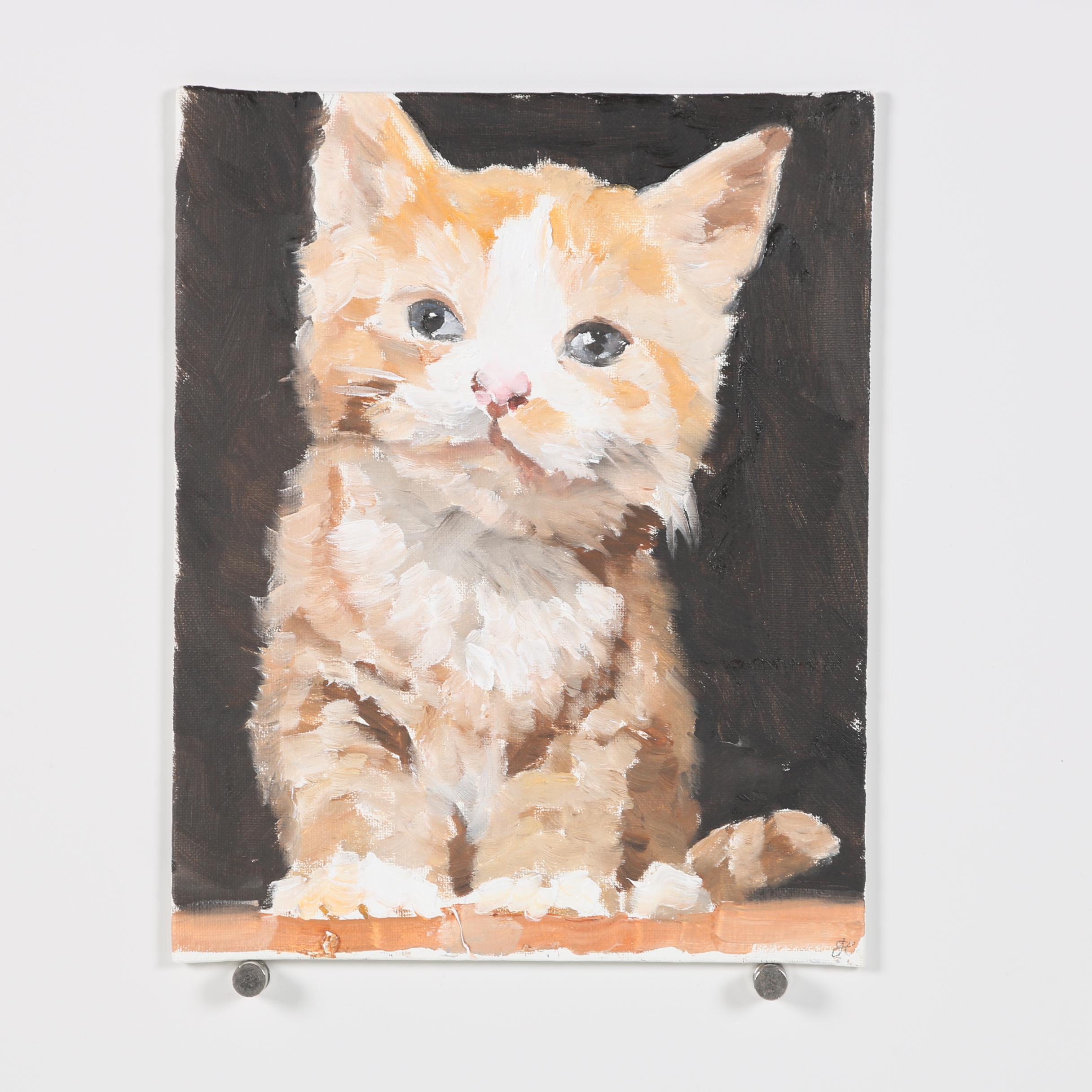 James Coates Oil Painting of a Kitten | EBTH