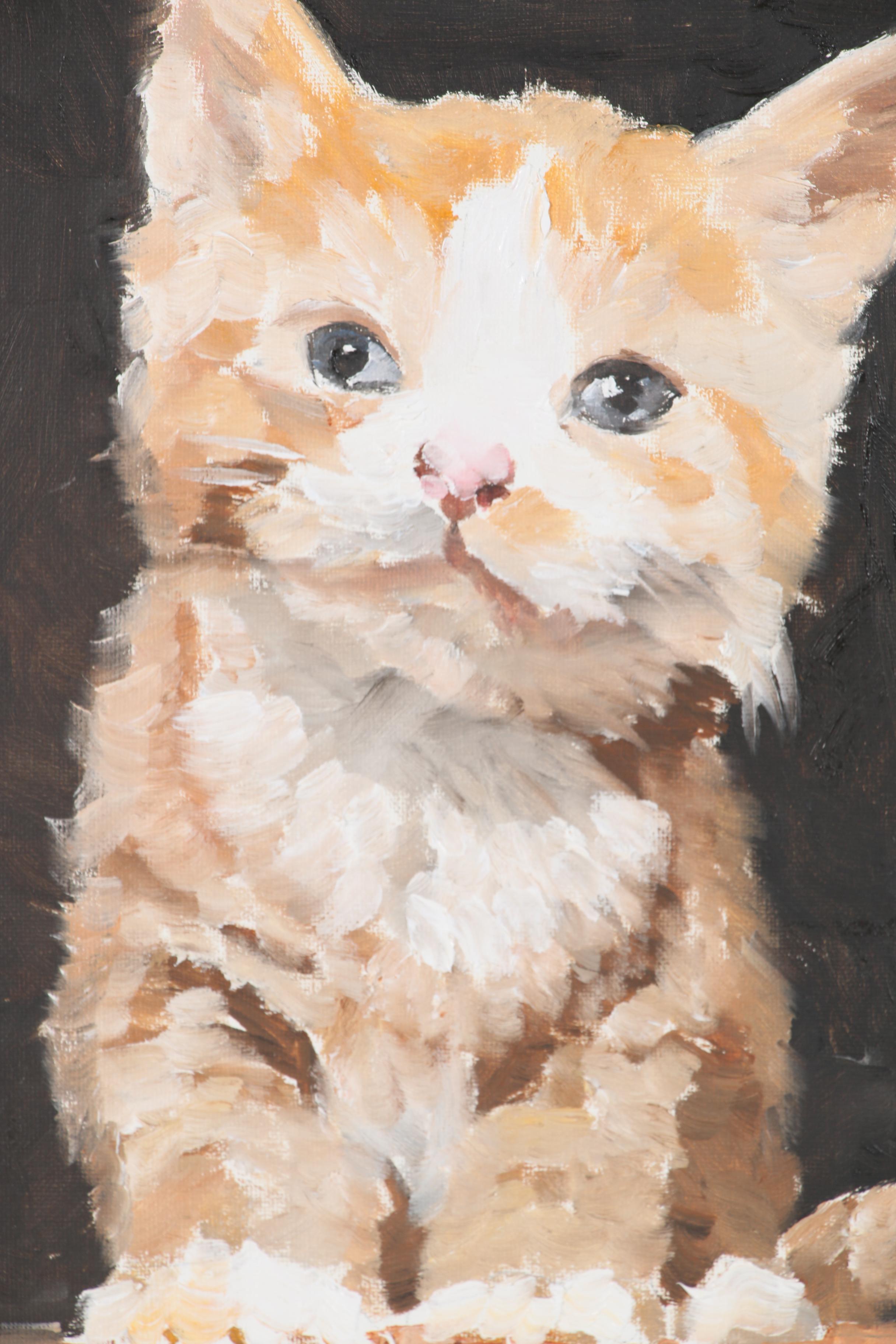 James Coates Oil Painting of a Kitten | EBTH