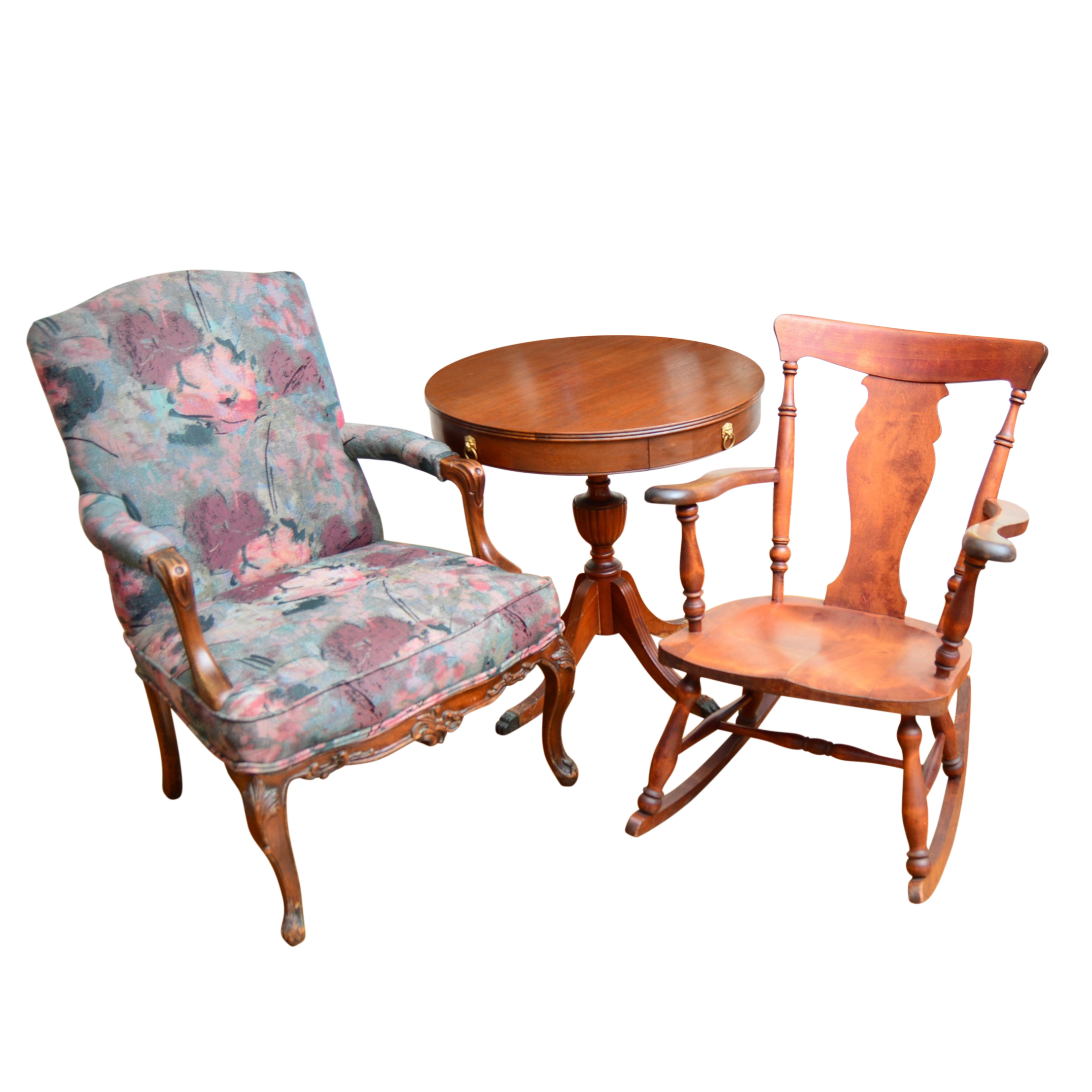 Duncan Phyfe Style Table, Federal Style Rocker and Vintage Armchair | EBTH