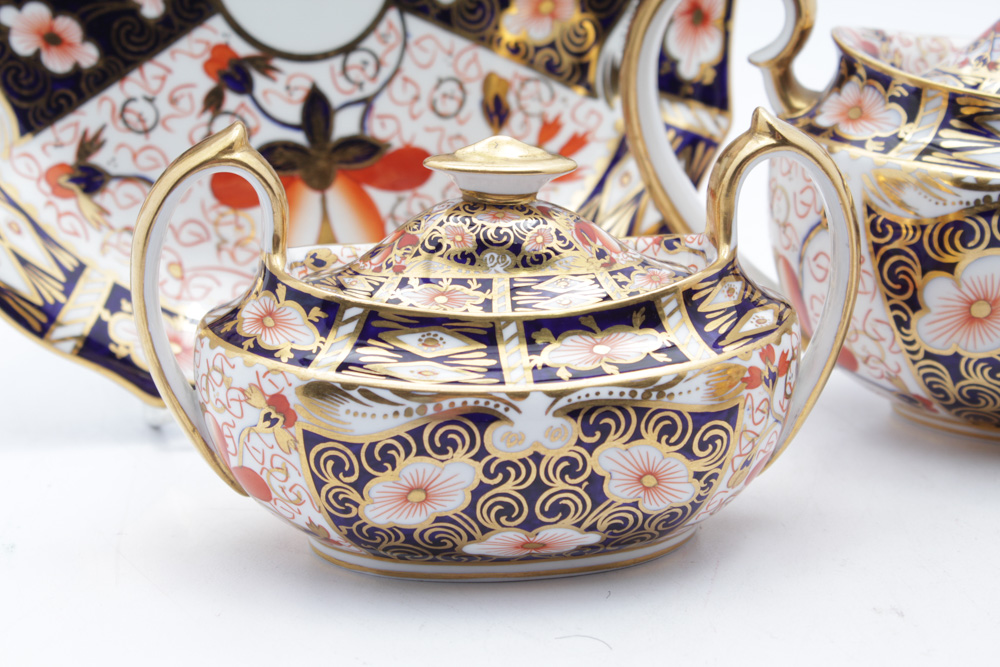 Antique English Royal Crown Derby "Imari" Tea Set and Cake Plate | EBTH