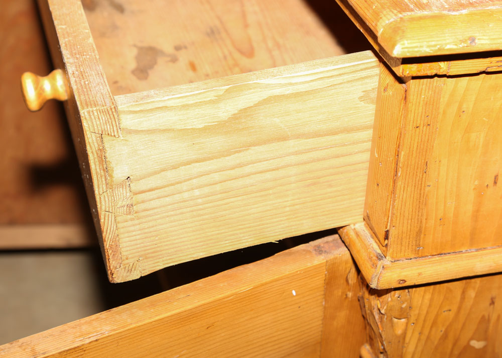 Antique Pine Two-Piece Setback Hutch Cabinet | EBTH