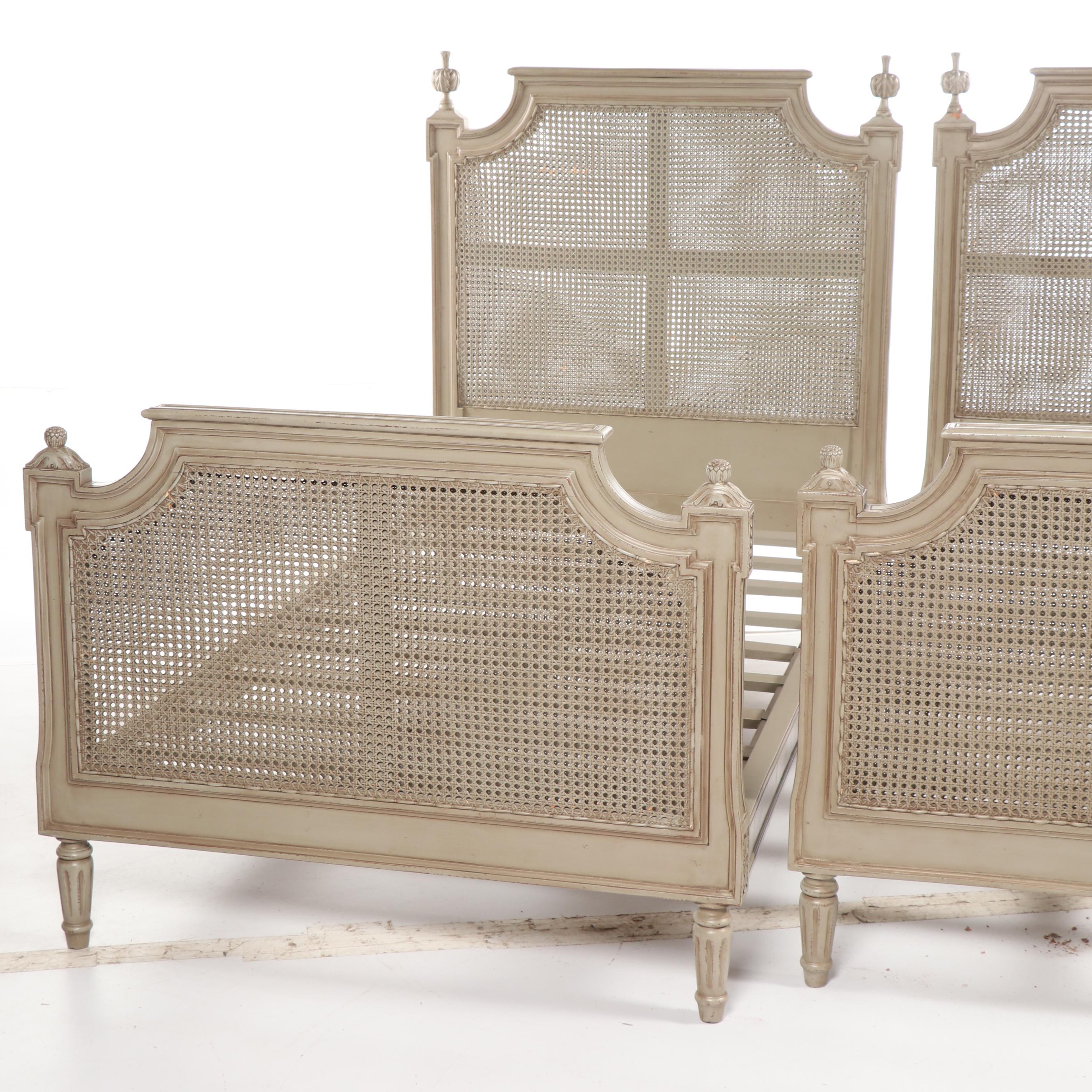 Gustavian Style Painted Wooden Twin Size Bed Frames, 21st Century | EBTH