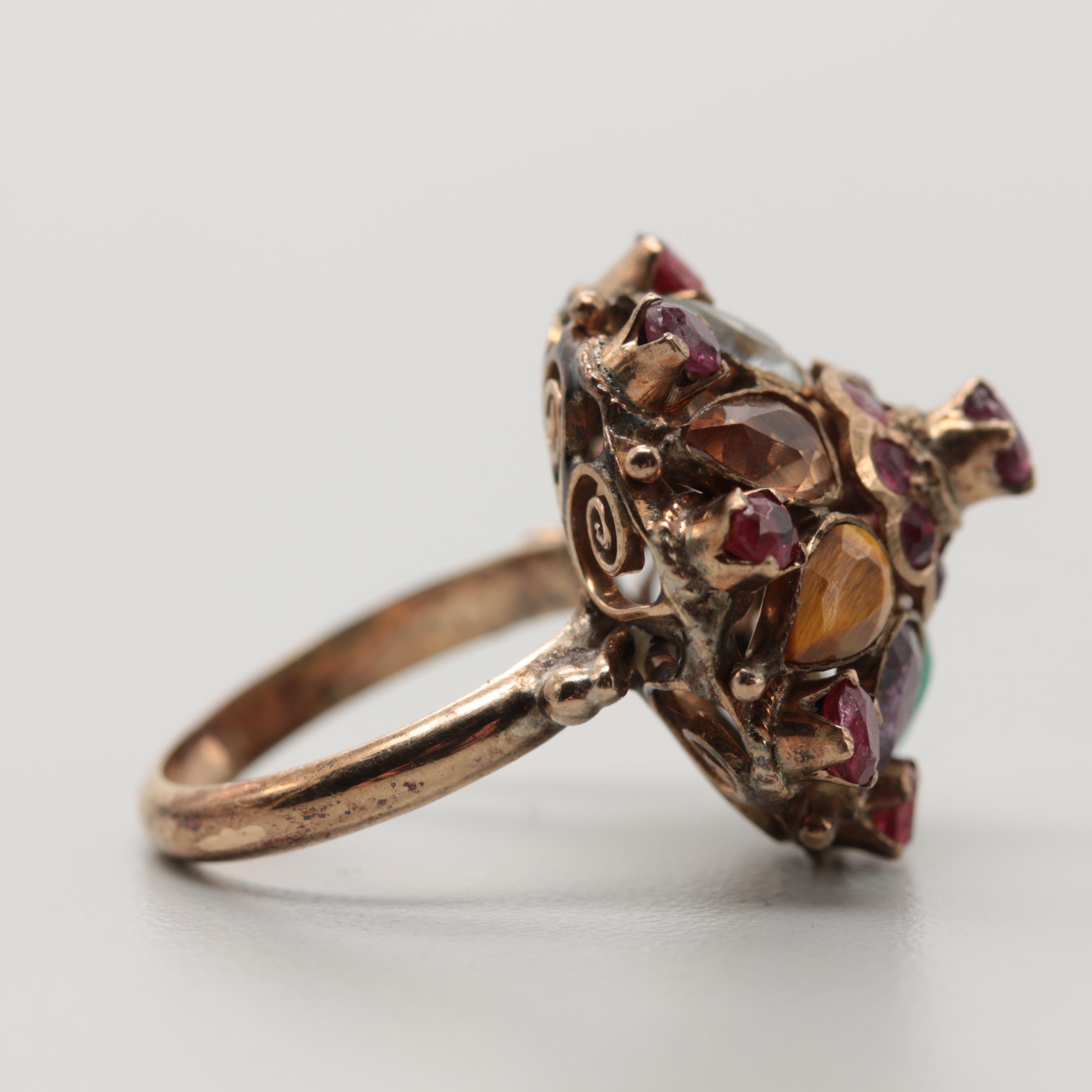 10K Yellow Gold Ruby Multi-Stone Ring | EBTH