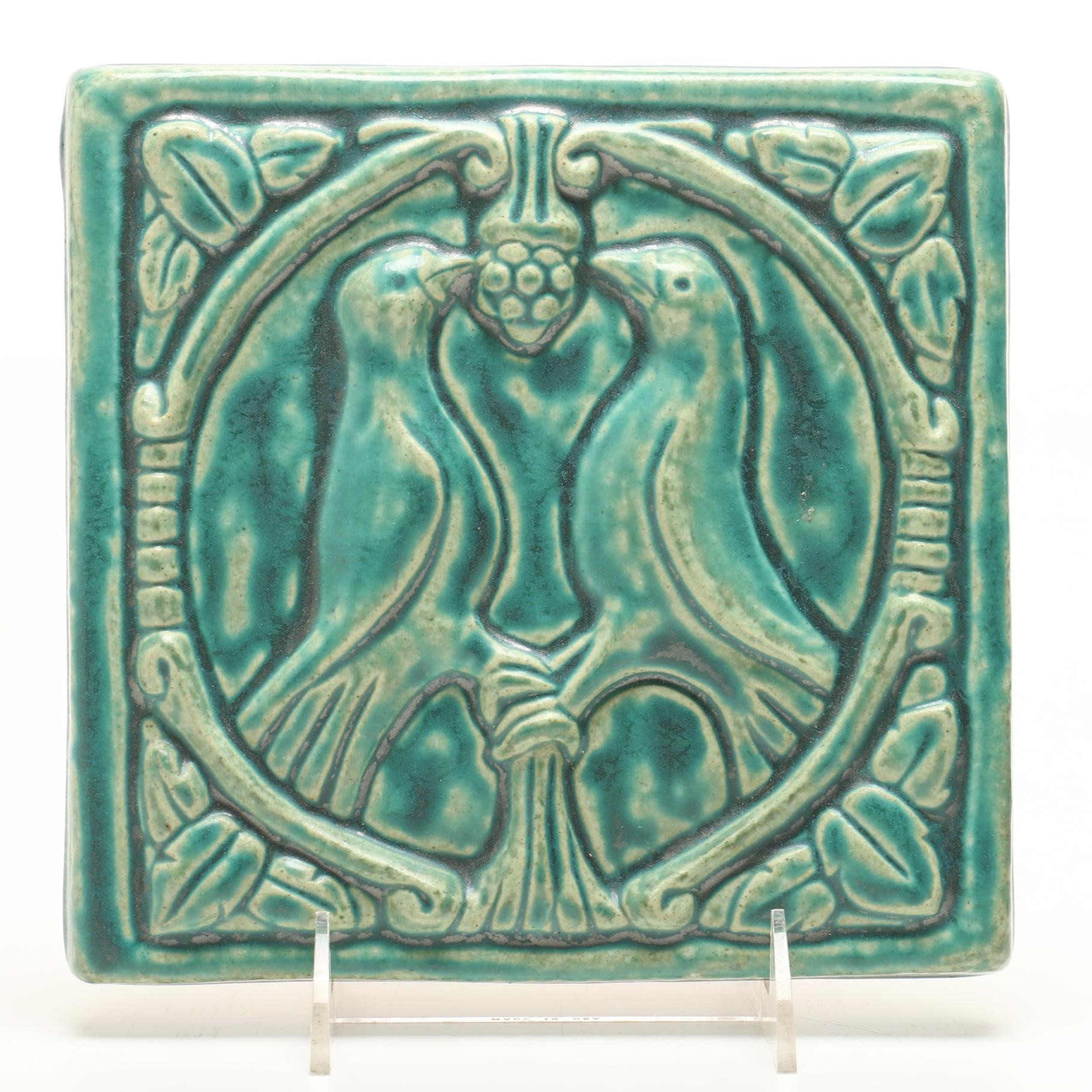 Pewabic Pottery "Lovebirds" Tile Designed by Mary Stratton, Sculpted by ...