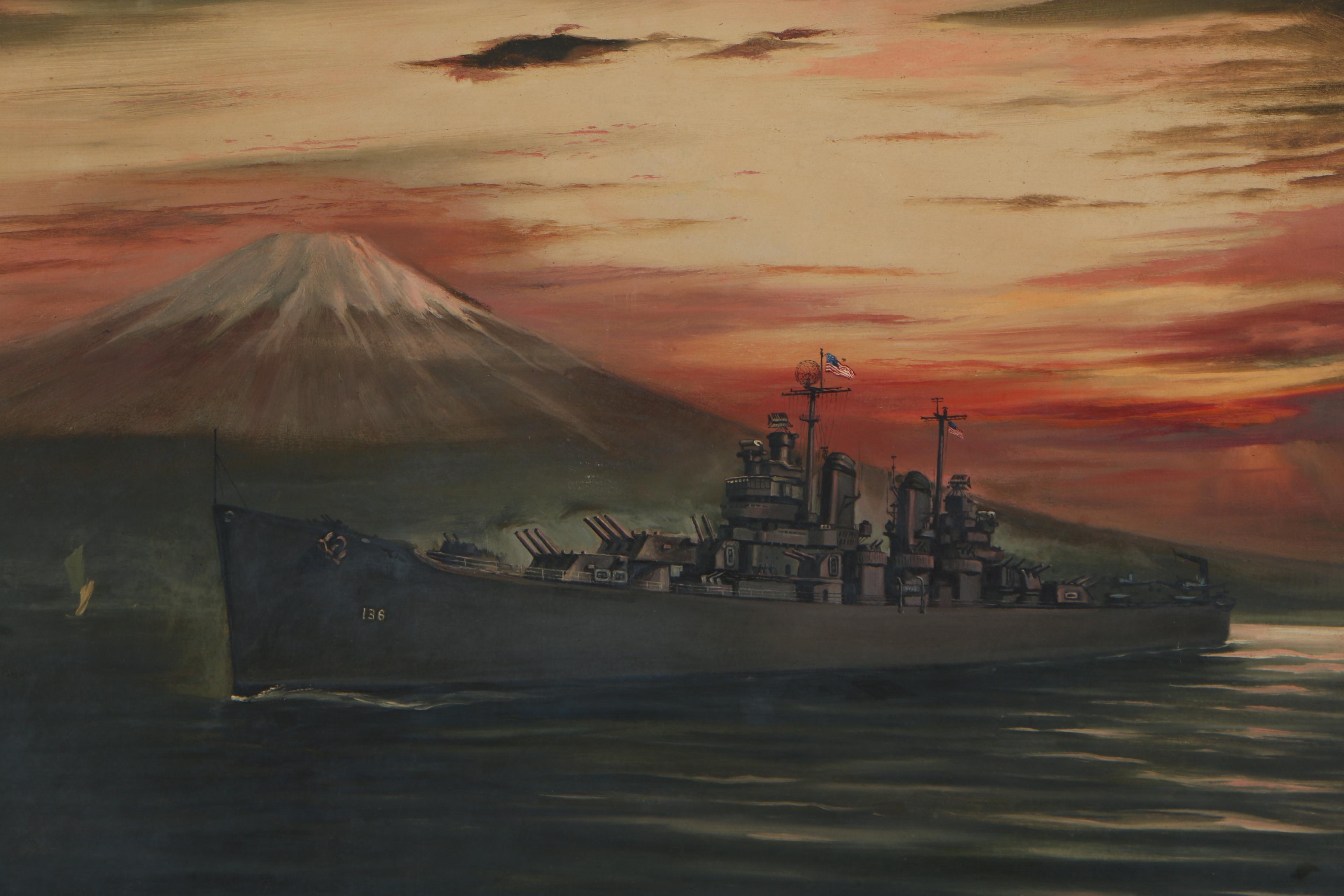 Oil Painting of World War II Battleship the USS Chicago | EBTH