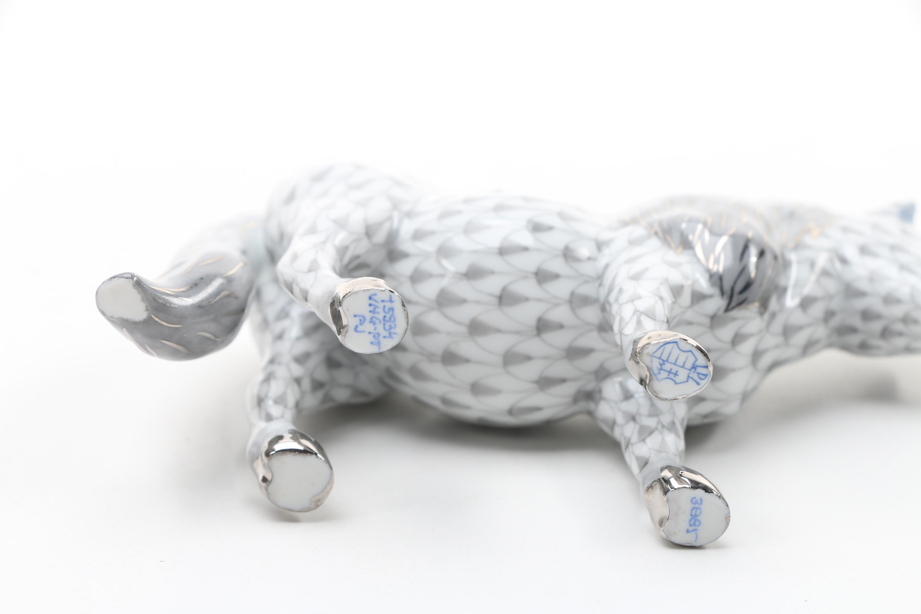 Herend Grey Fishnet with Platinum "Shetland Pony" Porcelain Figurine | EBTH