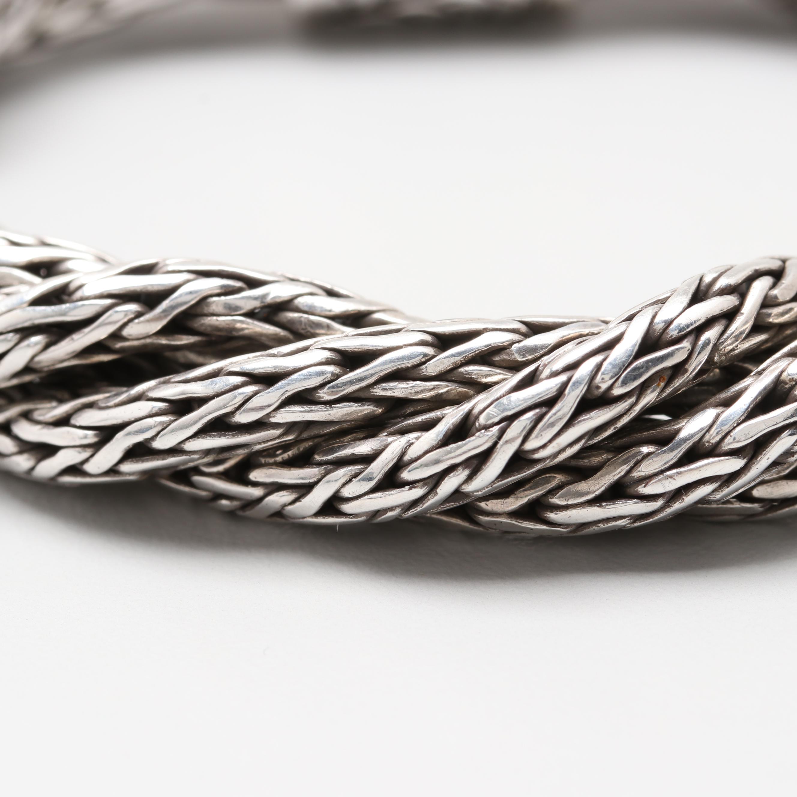 John Hardy Sterling Silver Four Strand Wheat Chain Braided Bracelet | EBTH