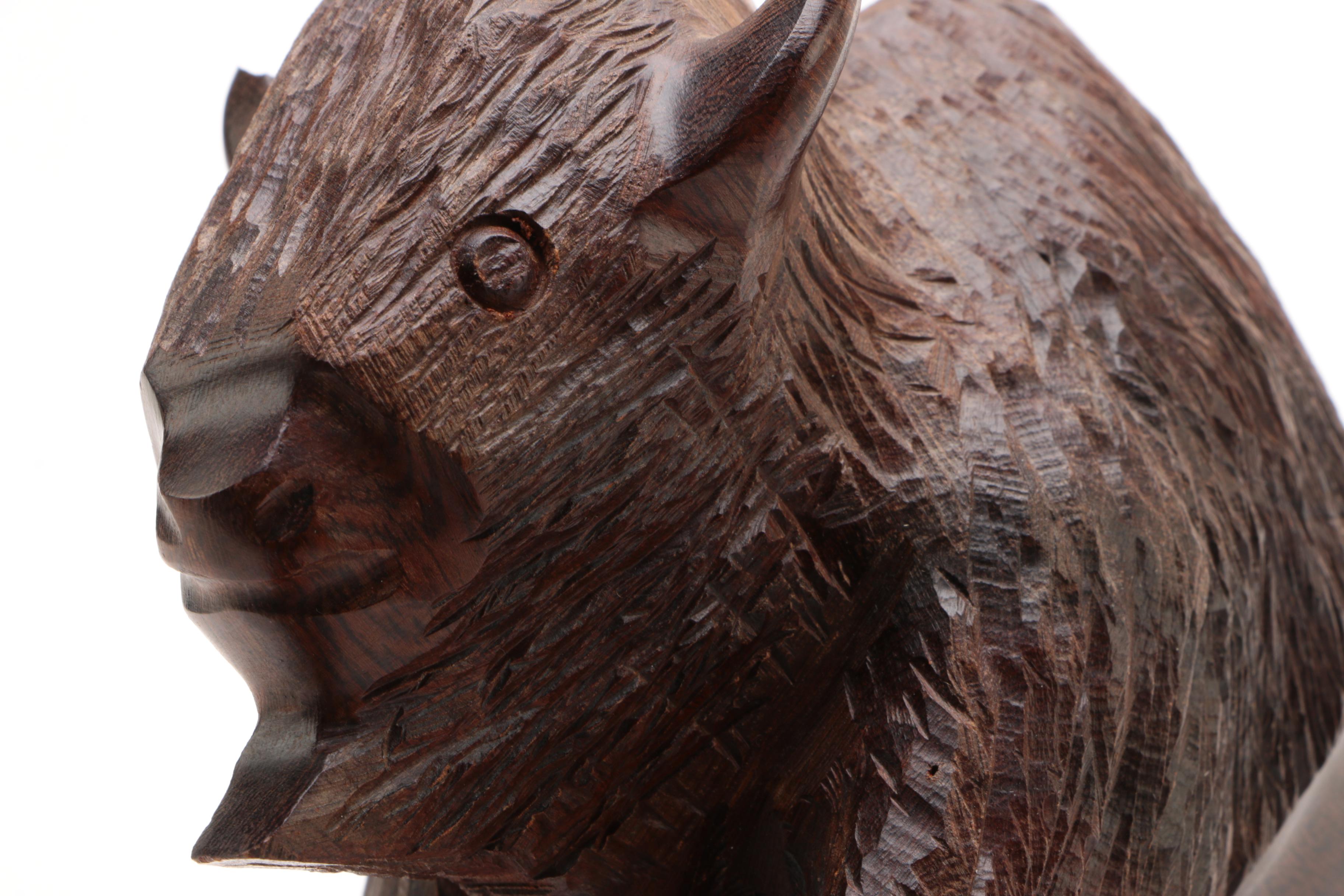 Carved Wooden Bison Sculpture | EBTH