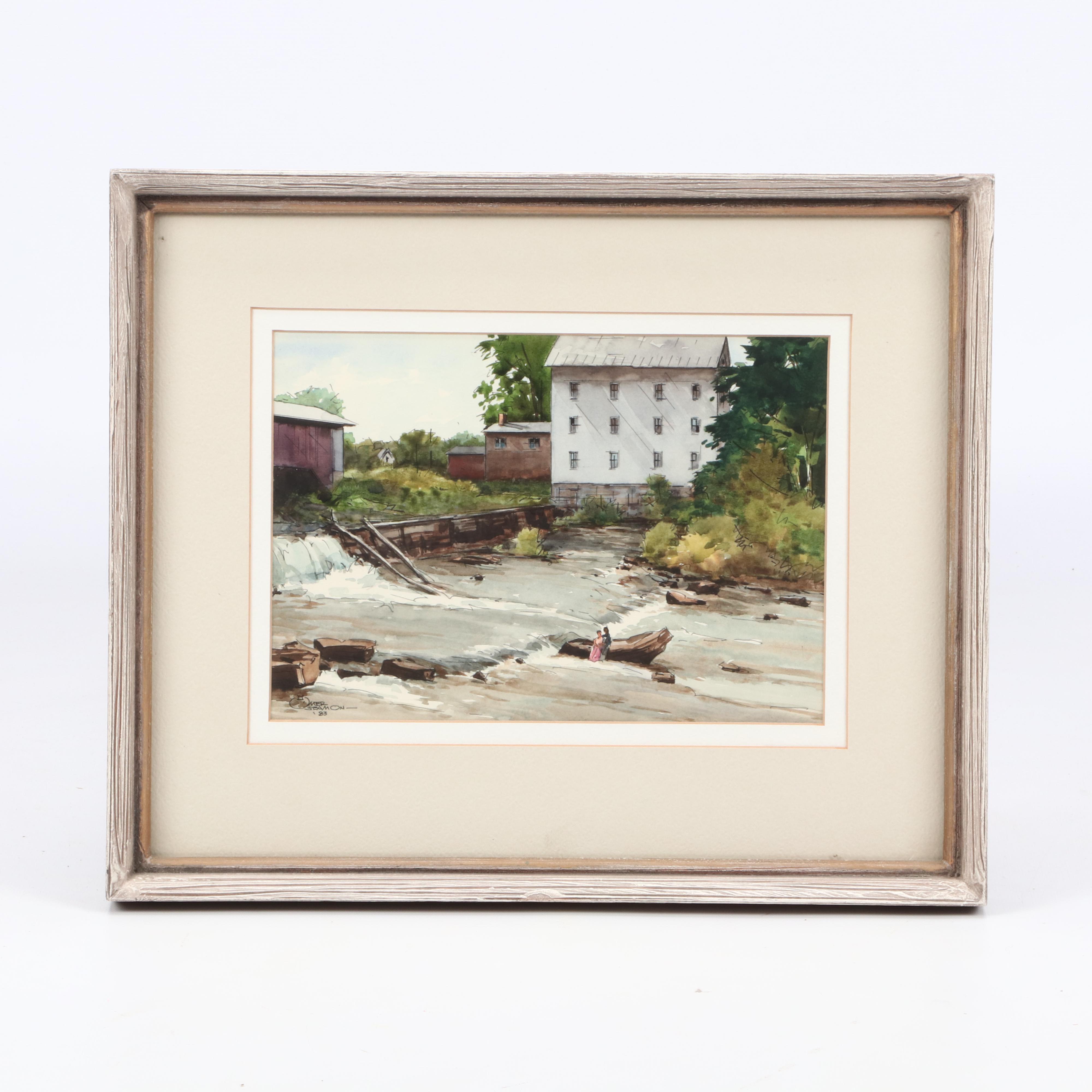 D. Omer Seamon Watercolor Landscape Painting | EBTH