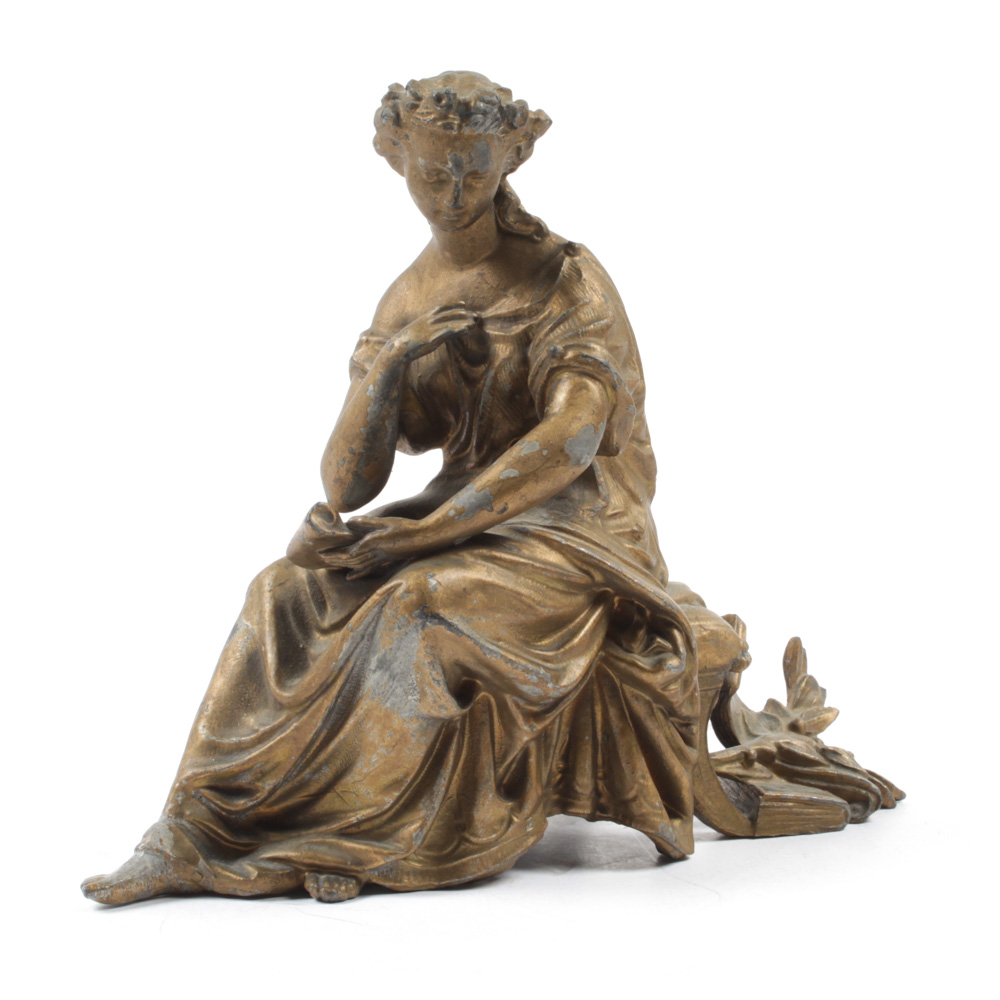 Cast Gilded Spelter Statue of Woman | EBTH