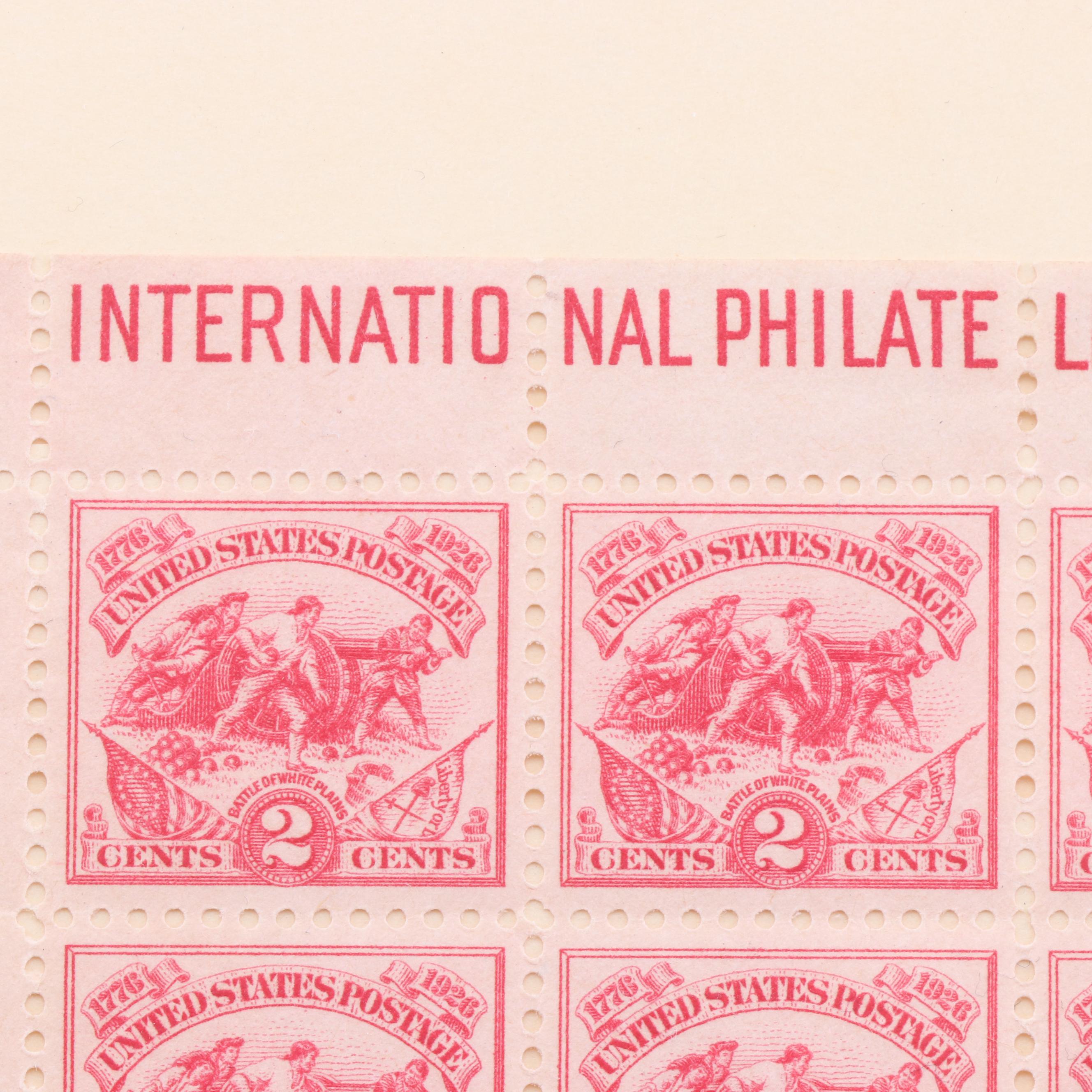 1926 2c Battle of White Plains Sheet International Philatelic ...