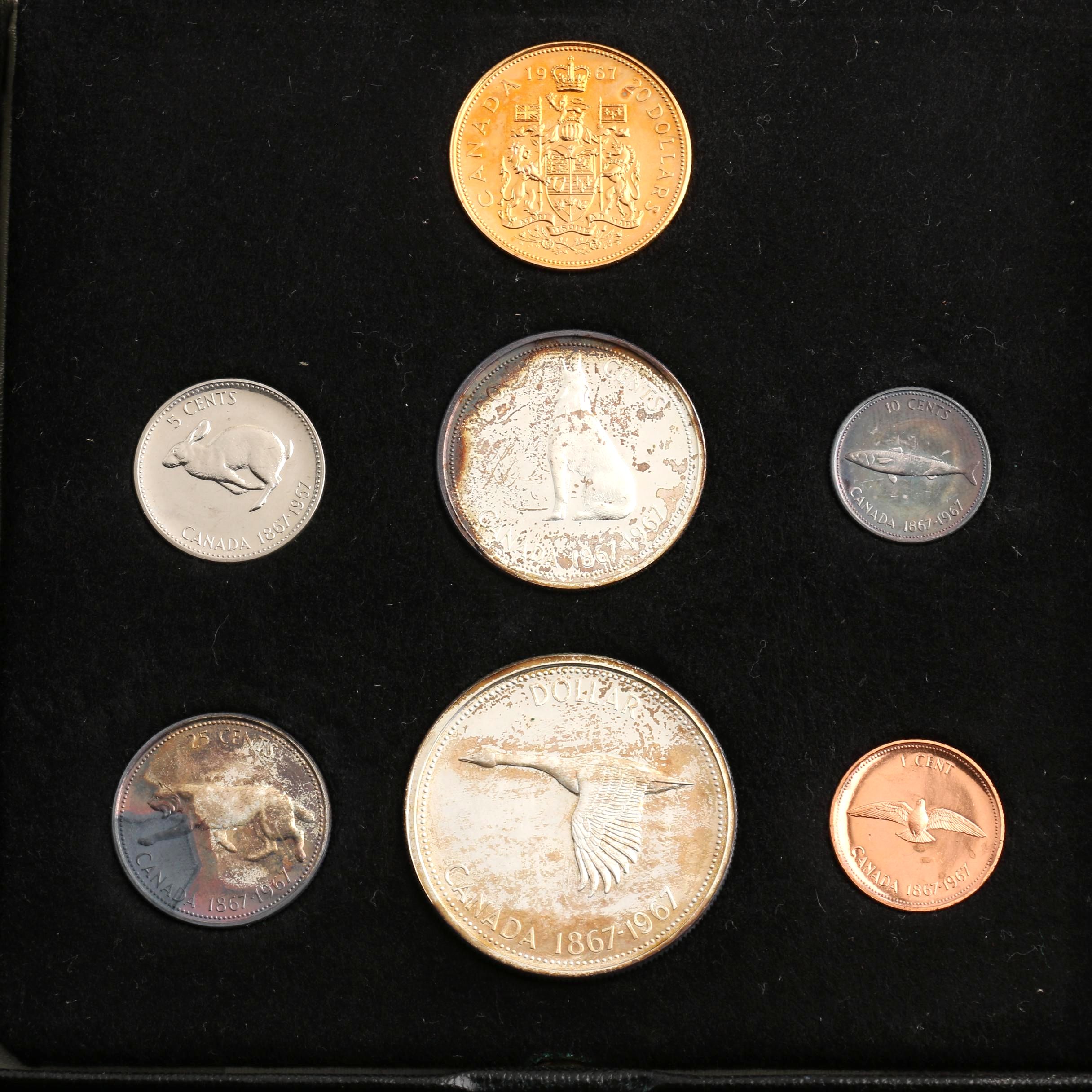 1867-1967 Commemorative Canadian Seven-Coin Mint Set with $20 Half Oz ...
