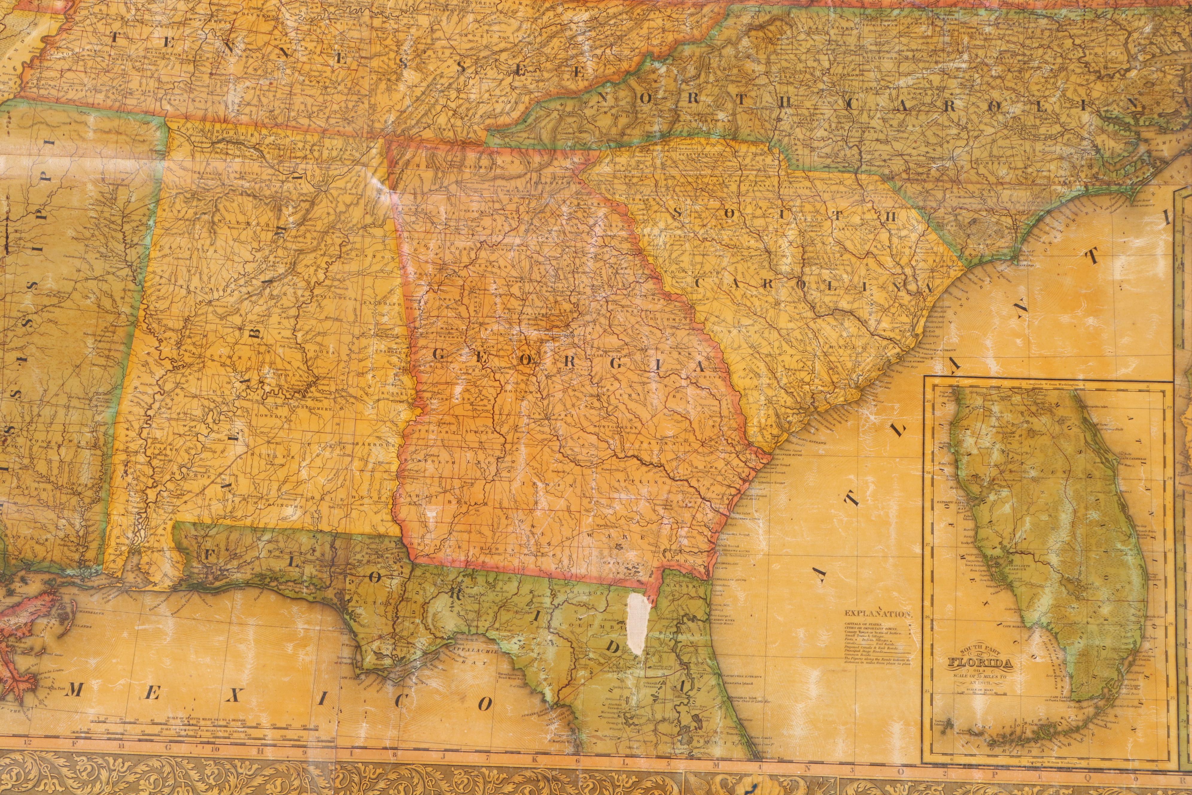 1834 Pull-Down Wall Map of the United States | EBTH