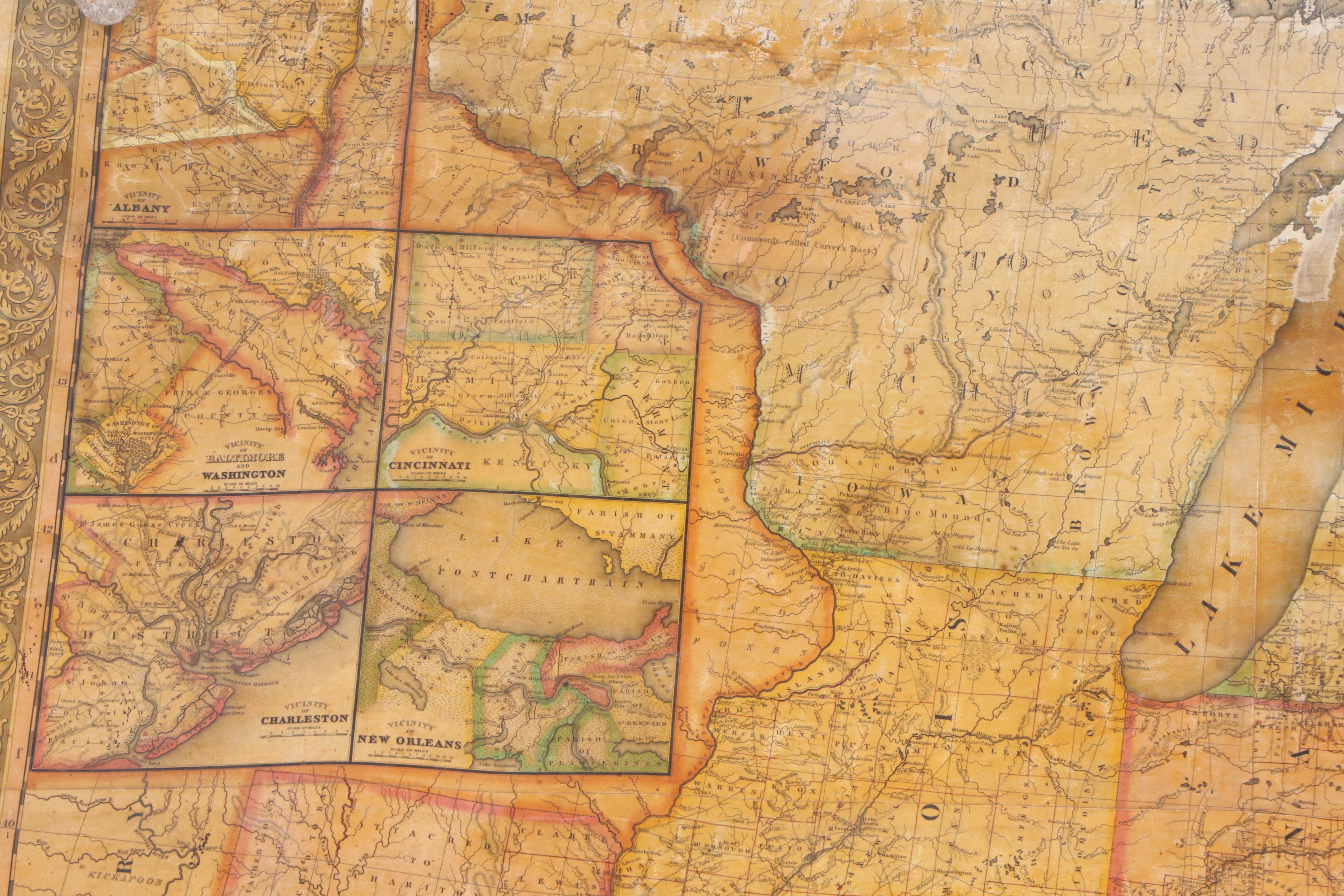 1834 Pull-Down Wall Map of the United States | EBTH