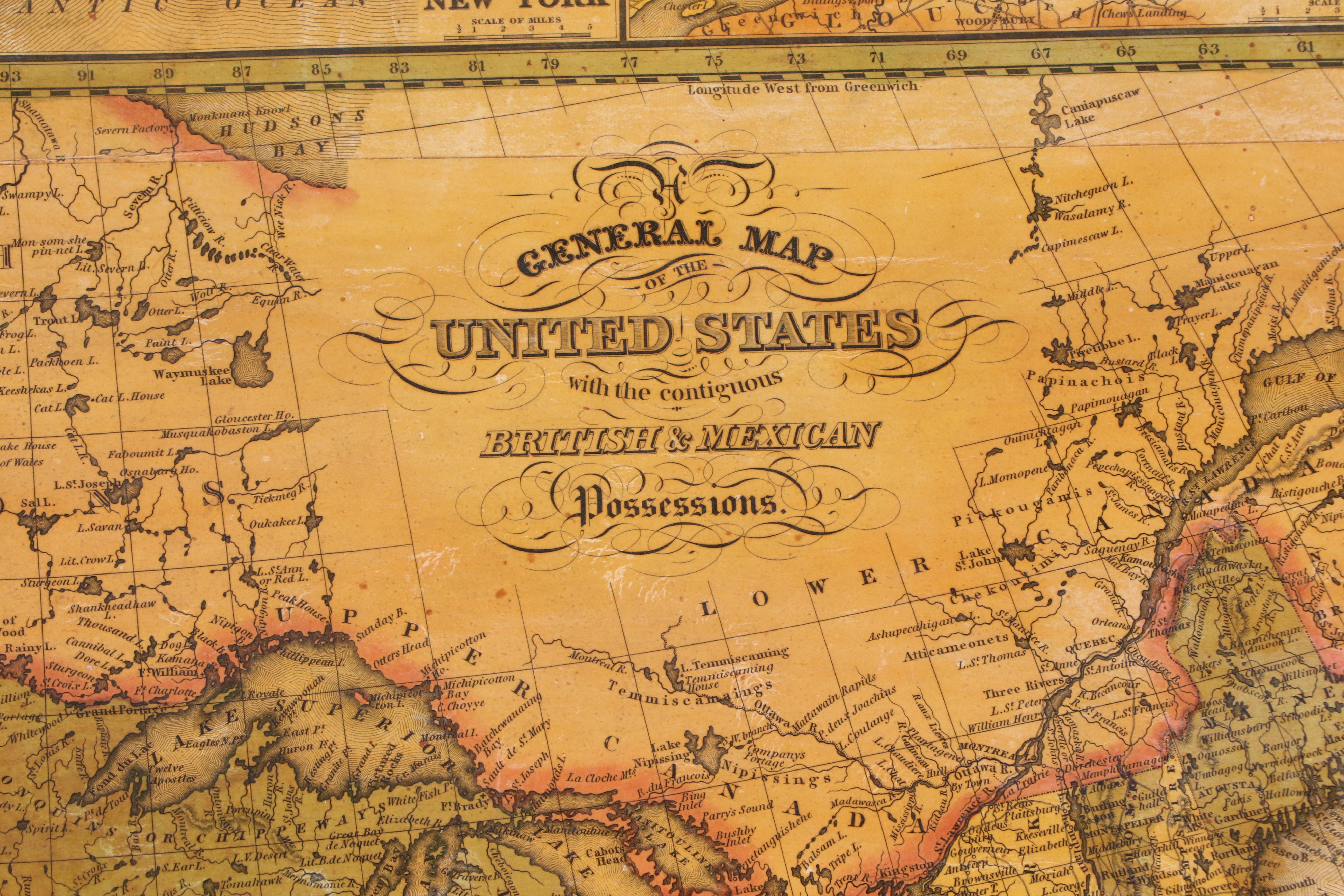 1834 Pull-Down Wall Map of the United States | EBTH