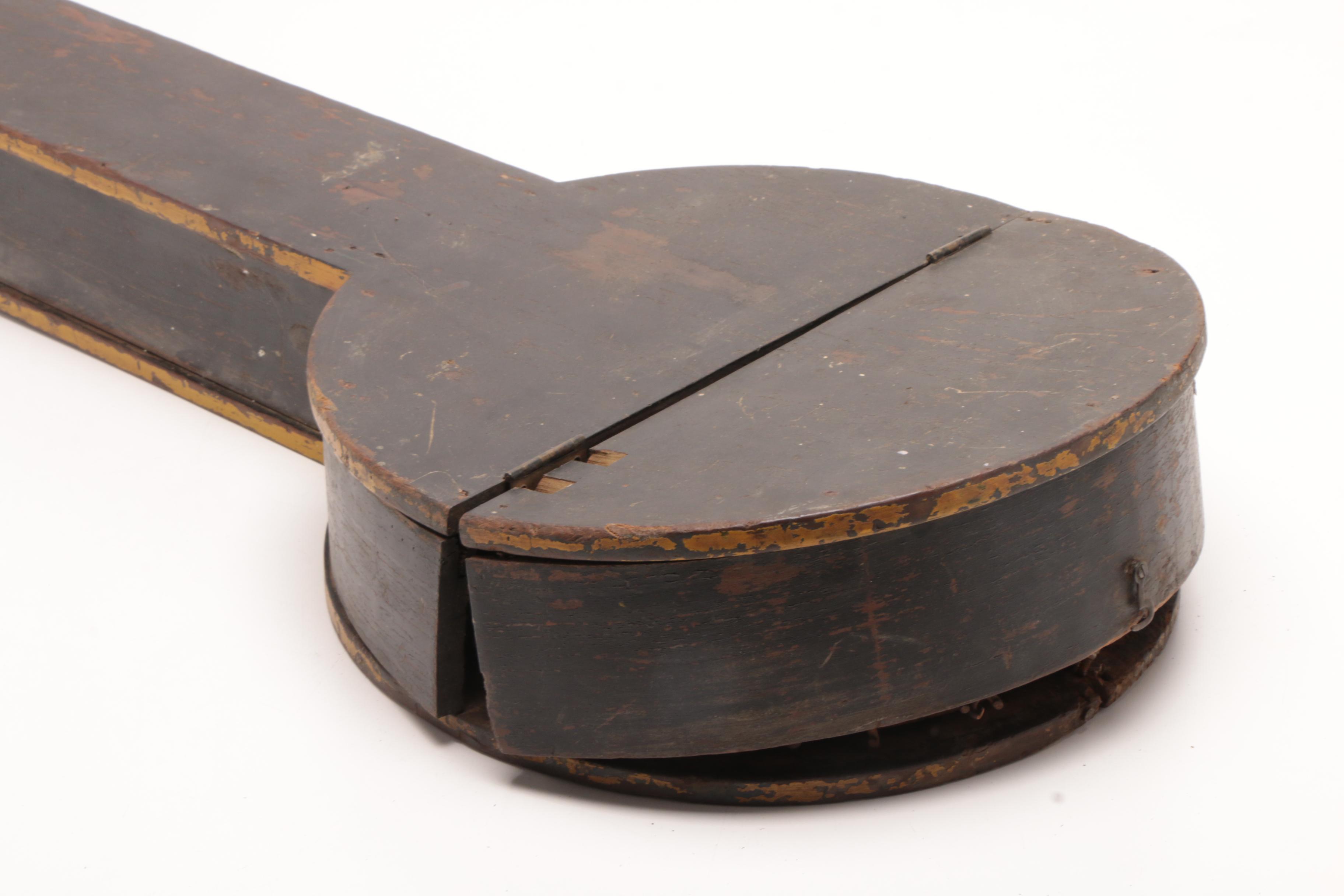 Antique Four String Plectrum Banjo with Primitive Wooden Case | EBTH