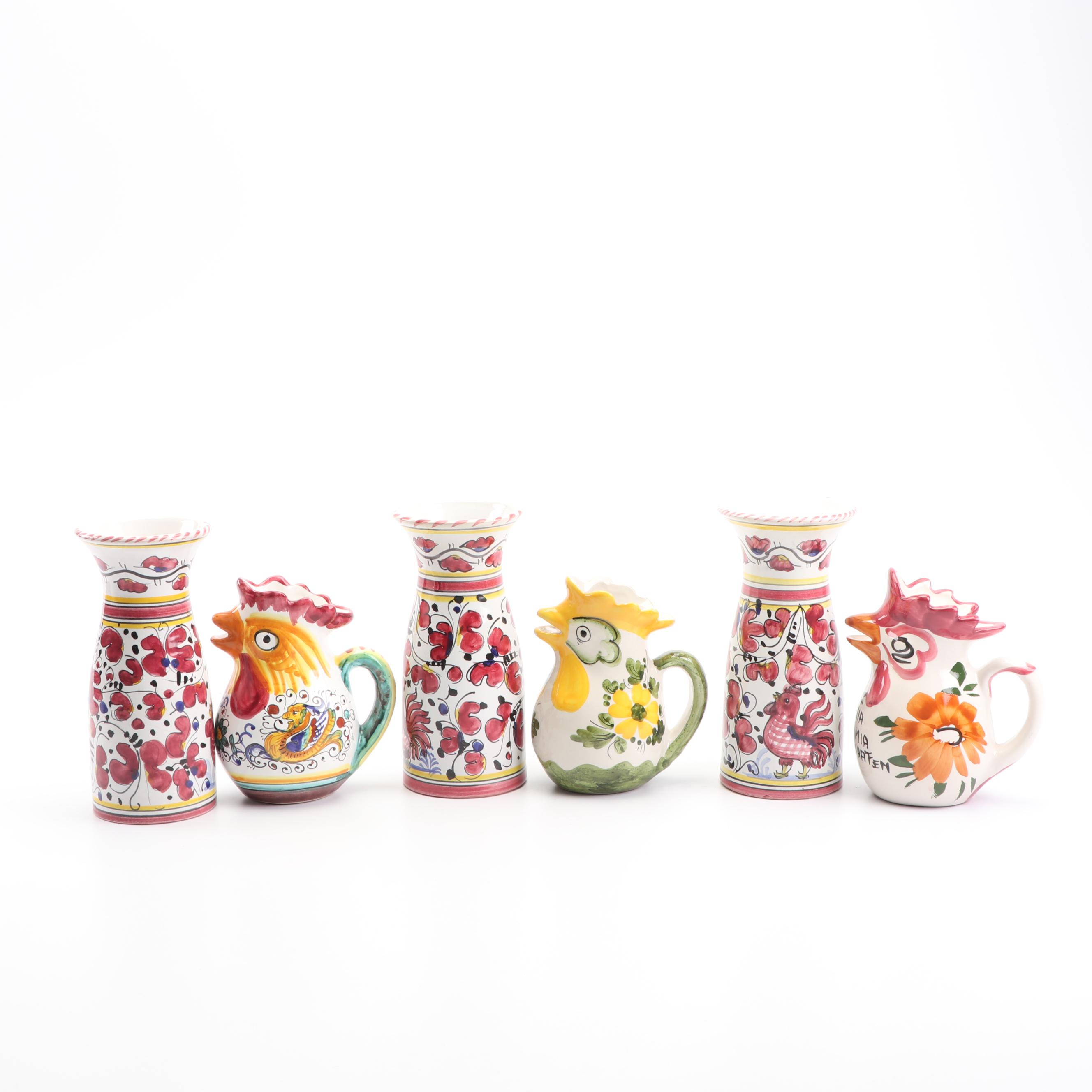 Italian Faïence Chicken Jugs and Vases Featuring Deruta | EBTH
