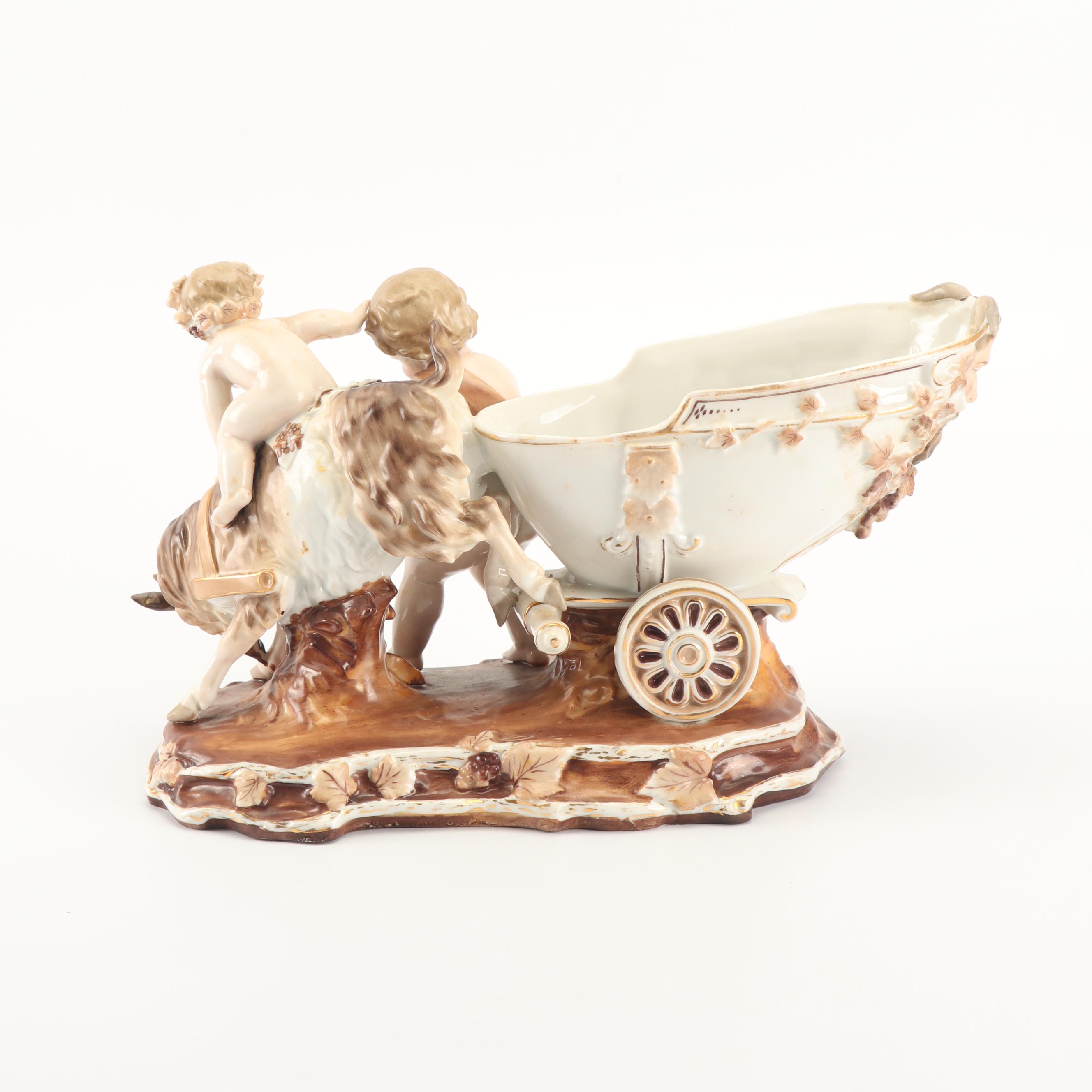Dresden Style Bacchus Chariot and Goat Porcelain Figurine, Mid-19th ...