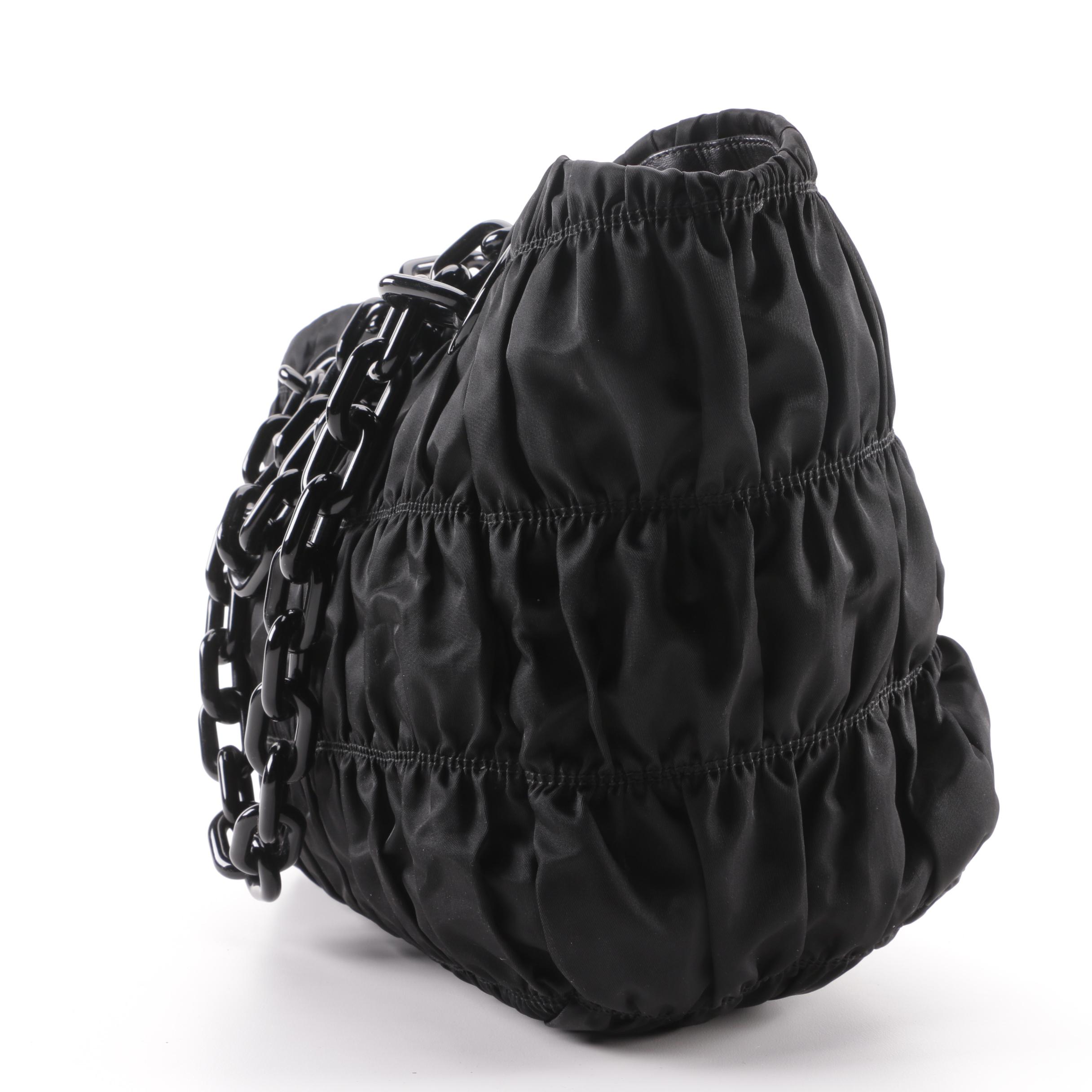 Prada Black Ruched Nylon Handbag | EBTH