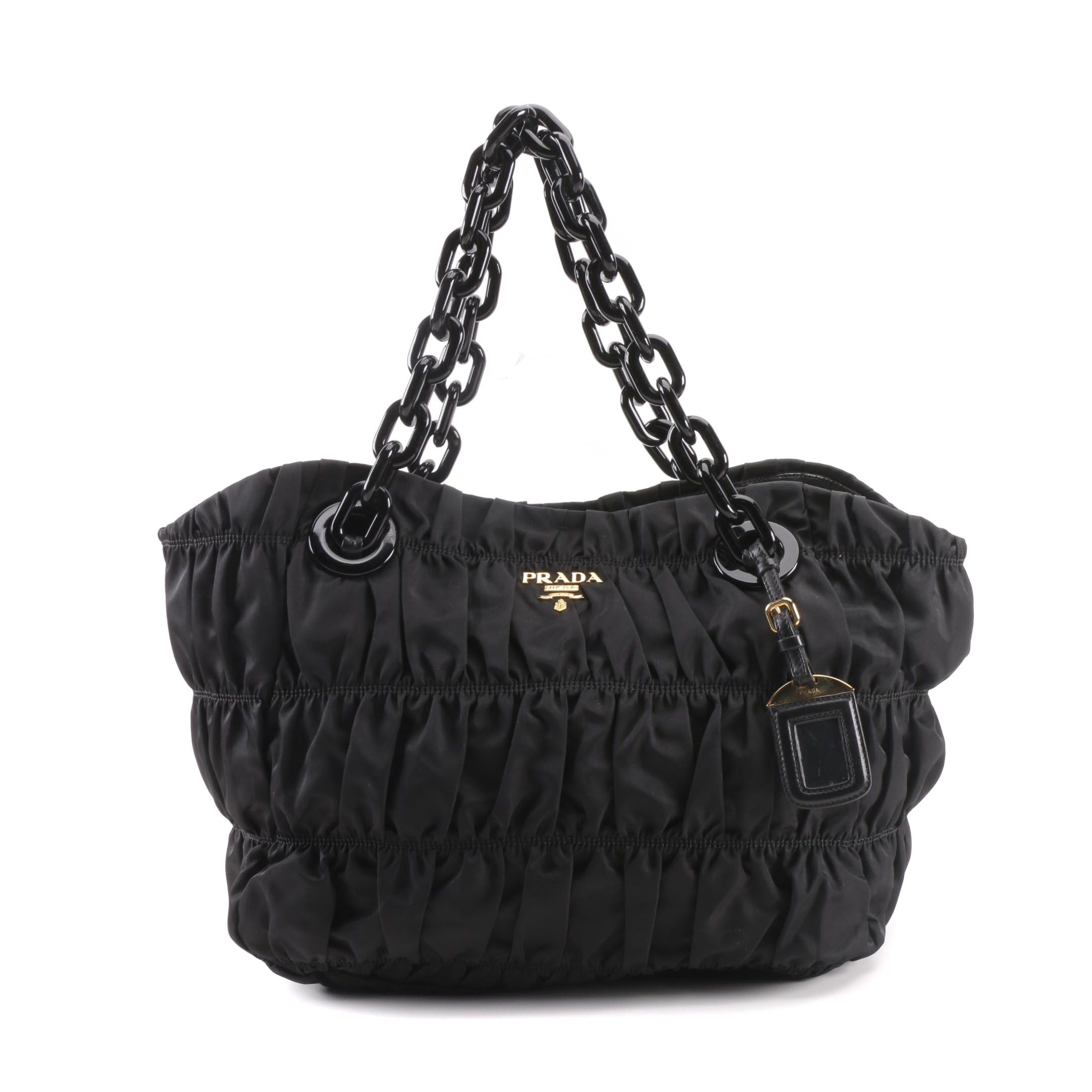 Prada Black Ruched Nylon Handbag | EBTH