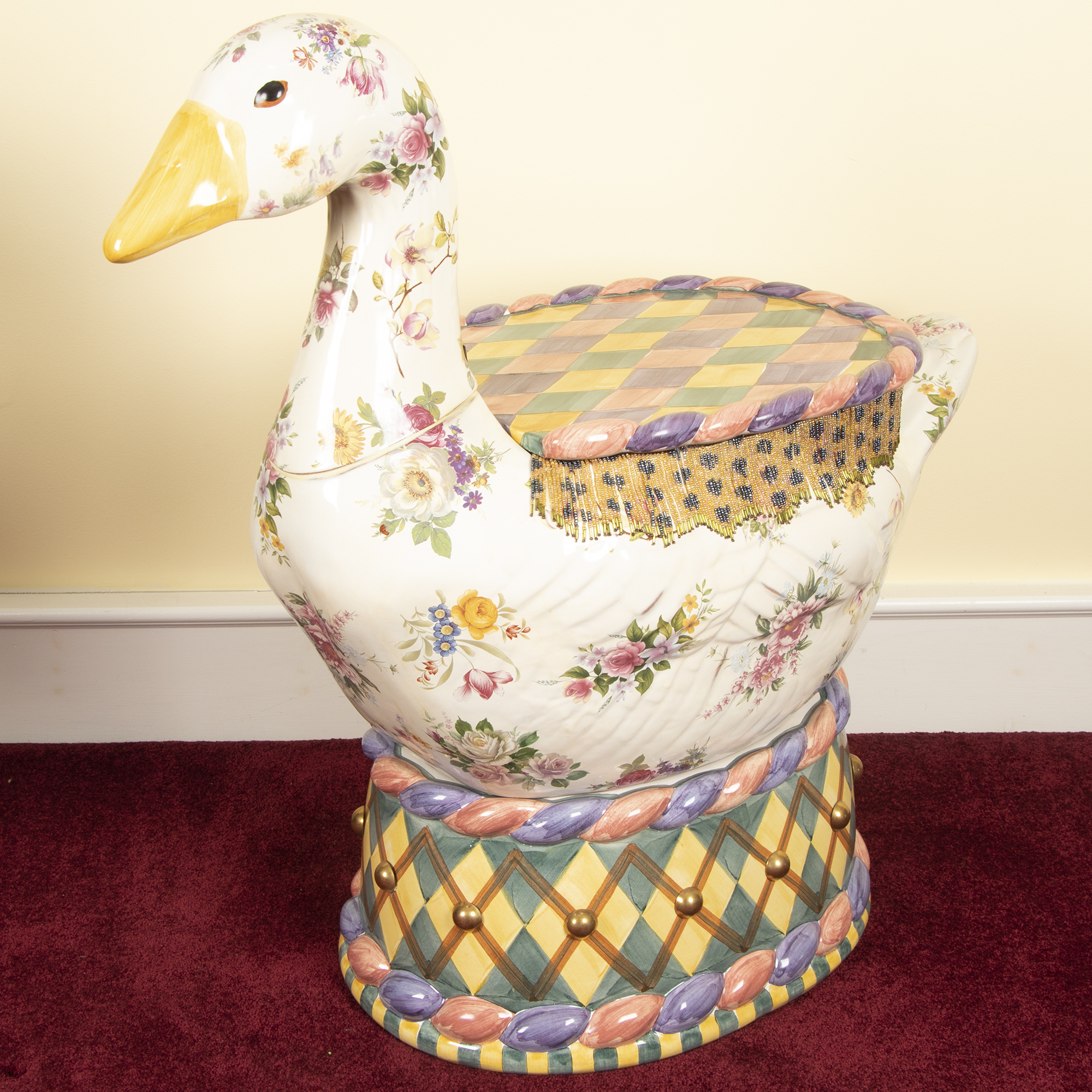 MacKenzie-Childs "Toulouse Goose" Hand-Painted Ceramic Table, 20th ...