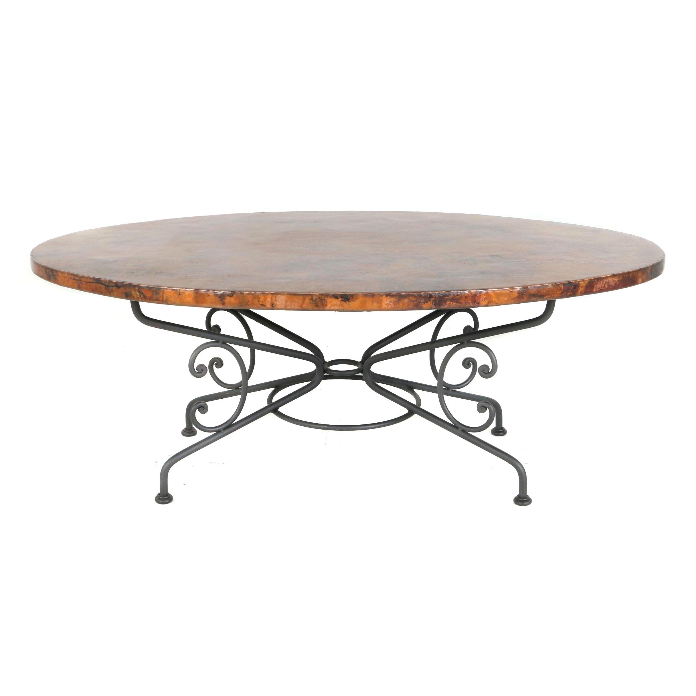 Contemporary "Arhaus" Mexican Iron and Hand Hammered Copper Oval Dining ...