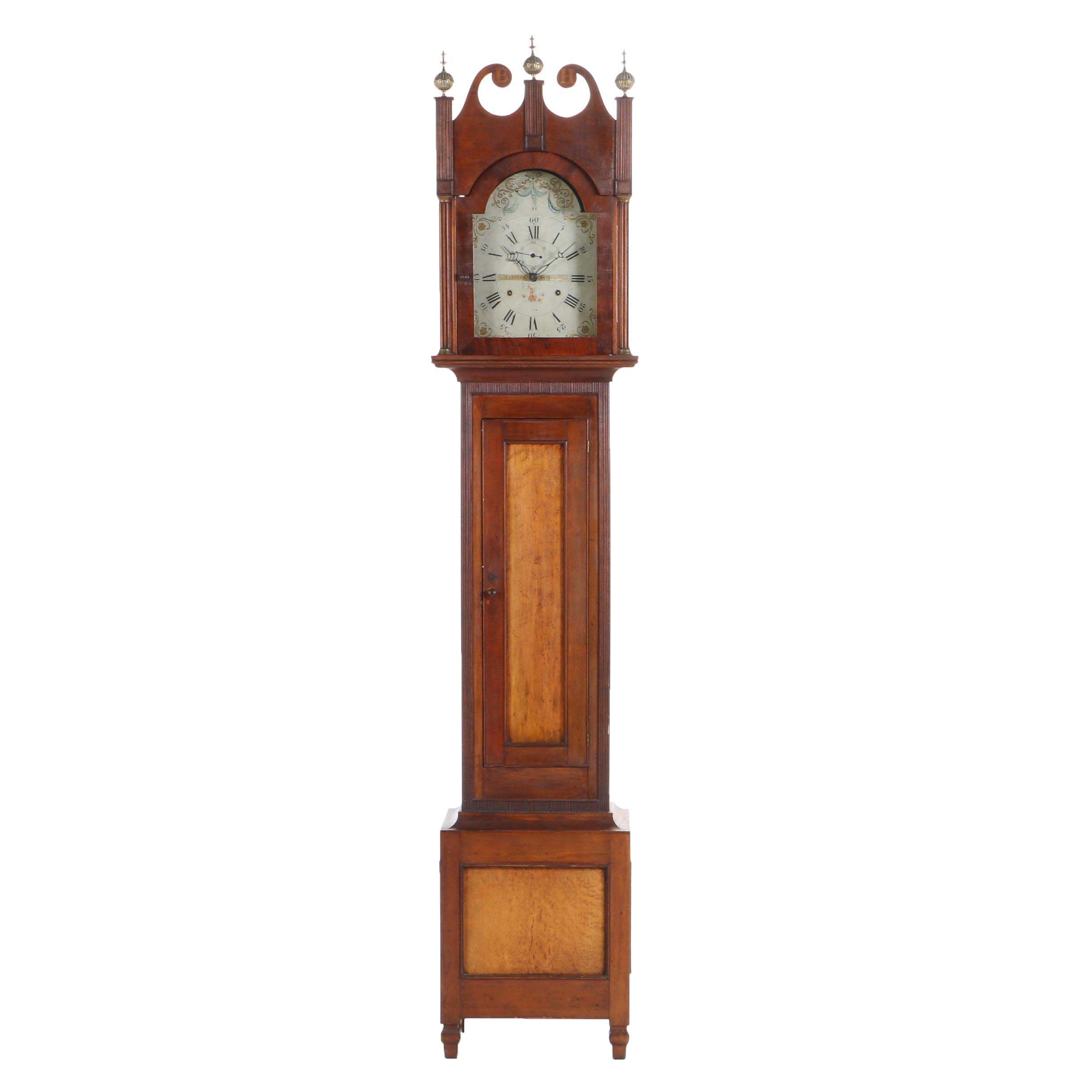 Federal Cherrywood, Maple, and Mahogany Tall Case Clock by Riley ...