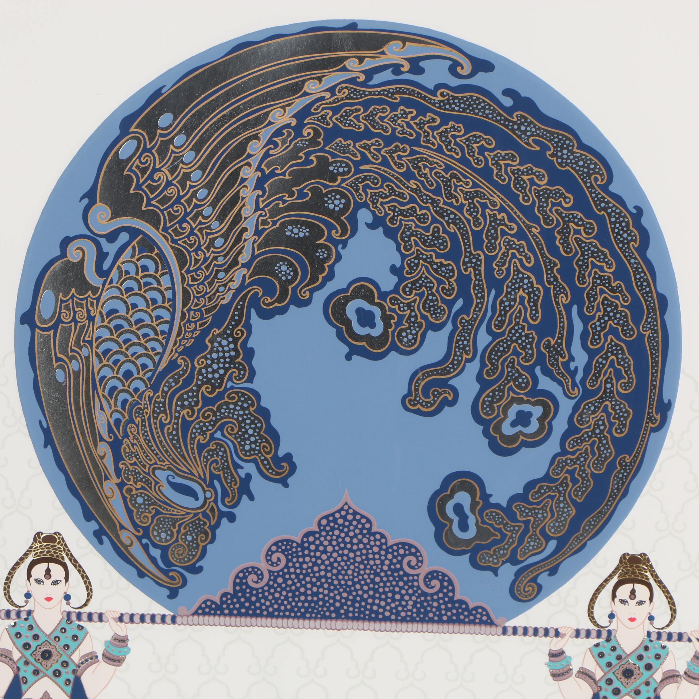 Erté Embossed Serigraph "Blue Asia" | EBTH