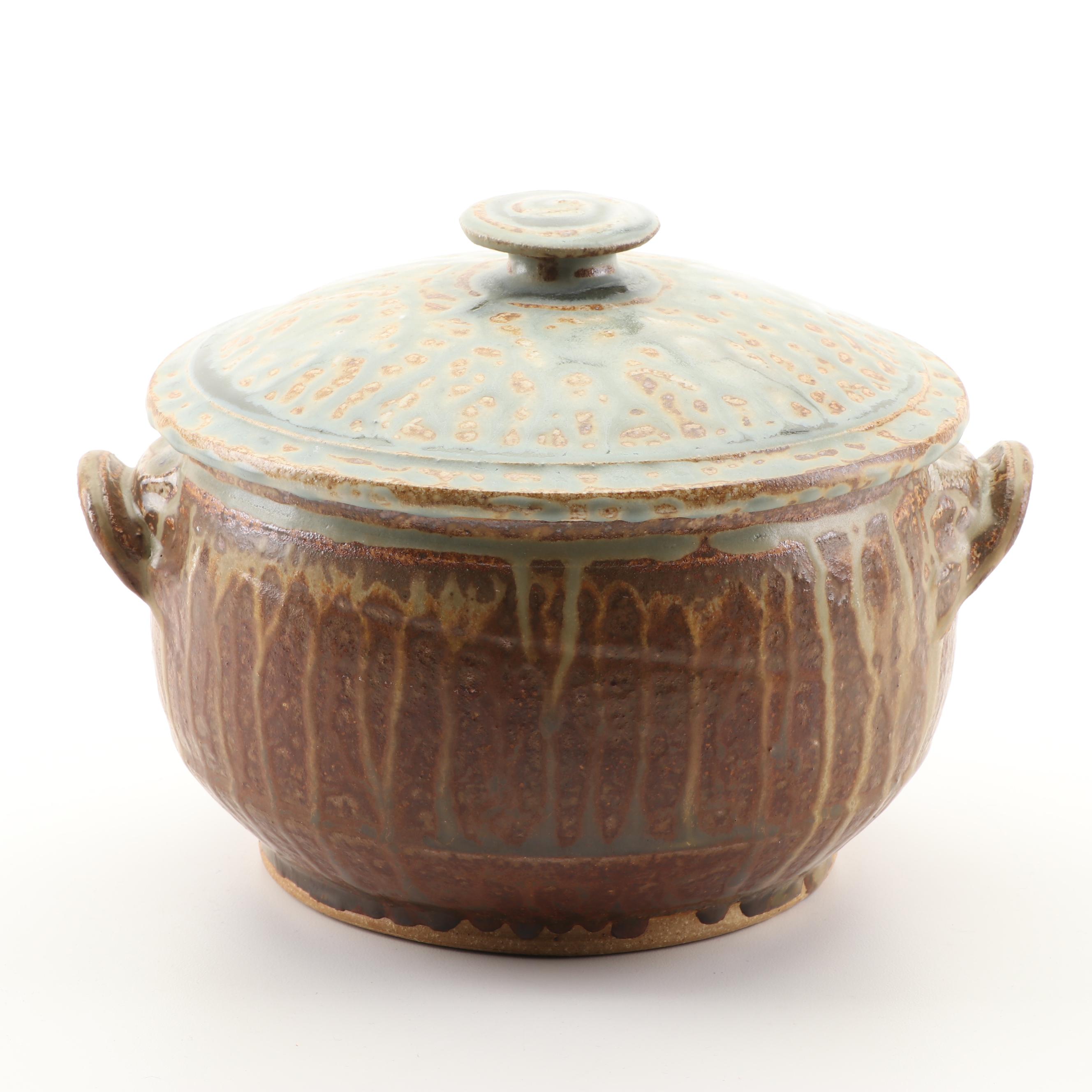 Tom Holman Pottery Lidded Stoneware Bowl | EBTH