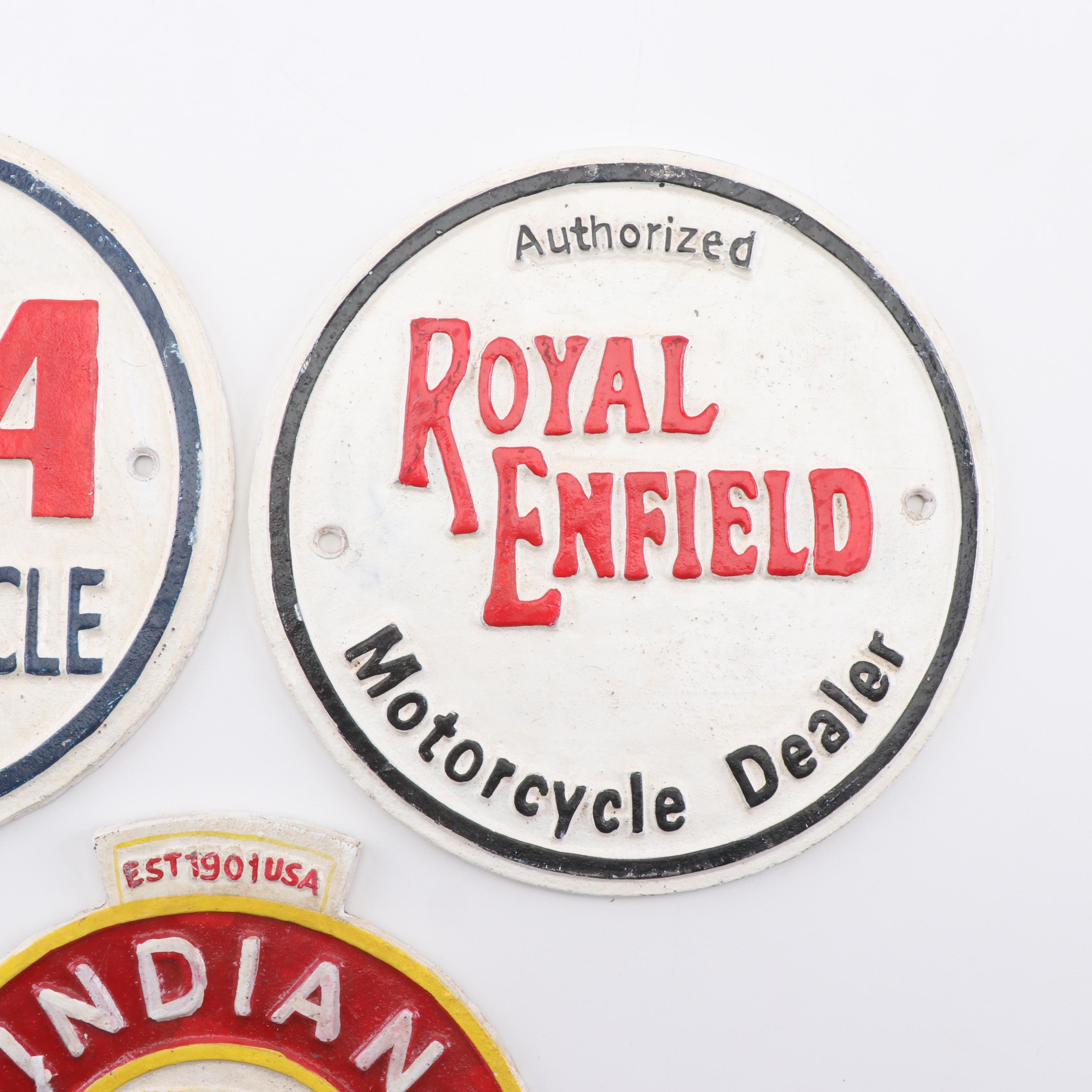 Reproduction Cast Iron Signs Including Indiana Motorcycle | EBTH