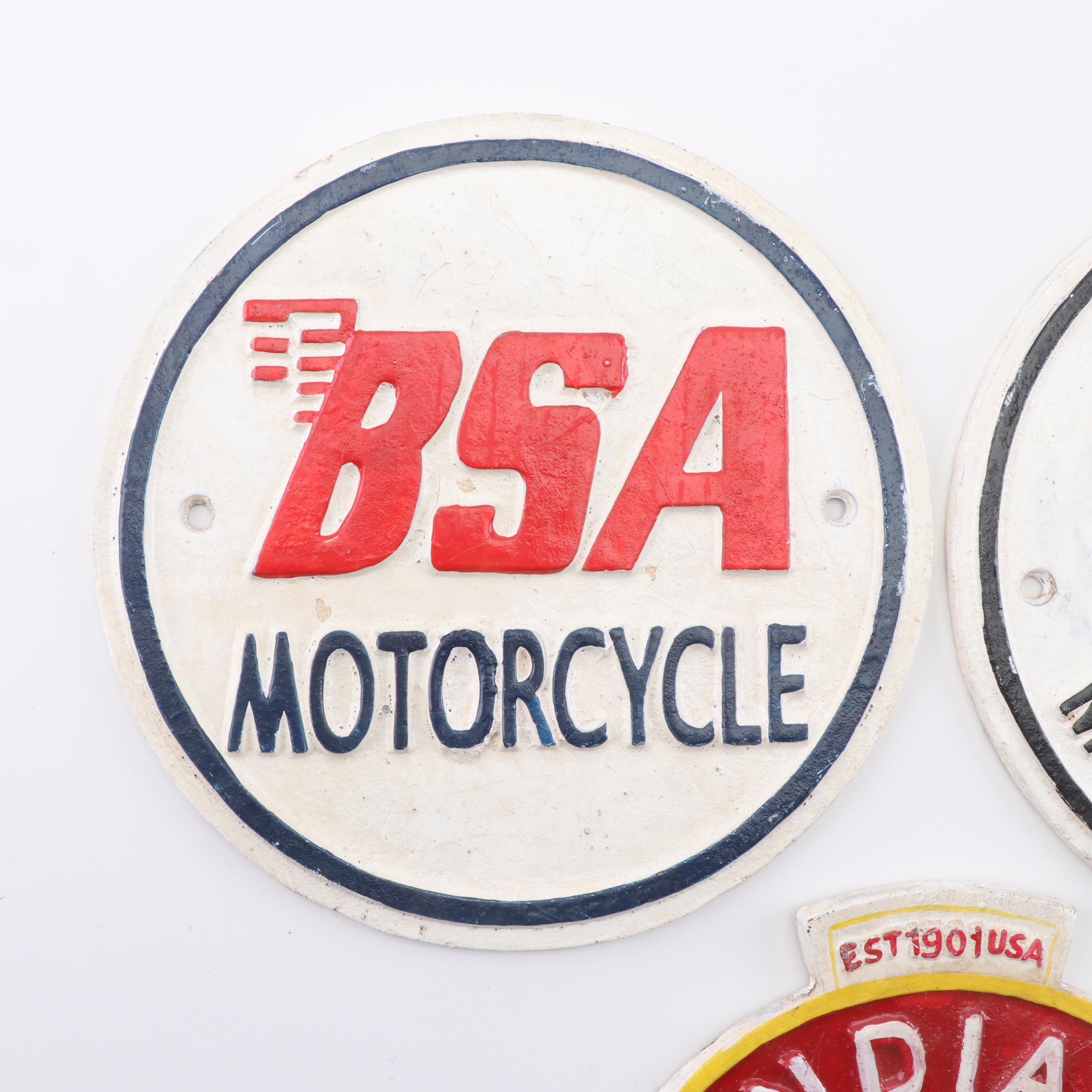 Reproduction Cast Iron Signs Including Indiana Motorcycle | EBTH