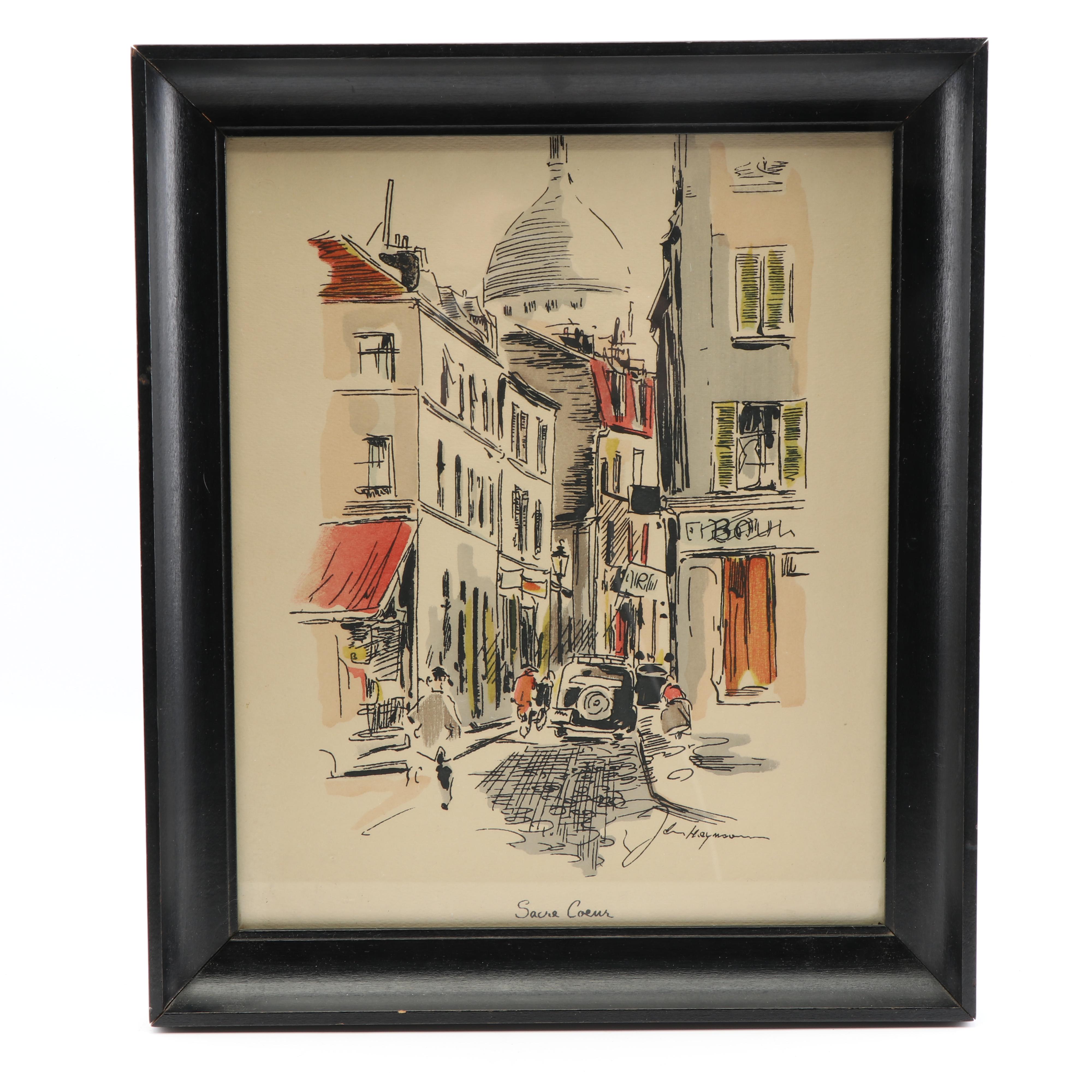 John Hayman Color Lithographs "Deux Lions" "Sacre Coeur" and "L'Opera ...