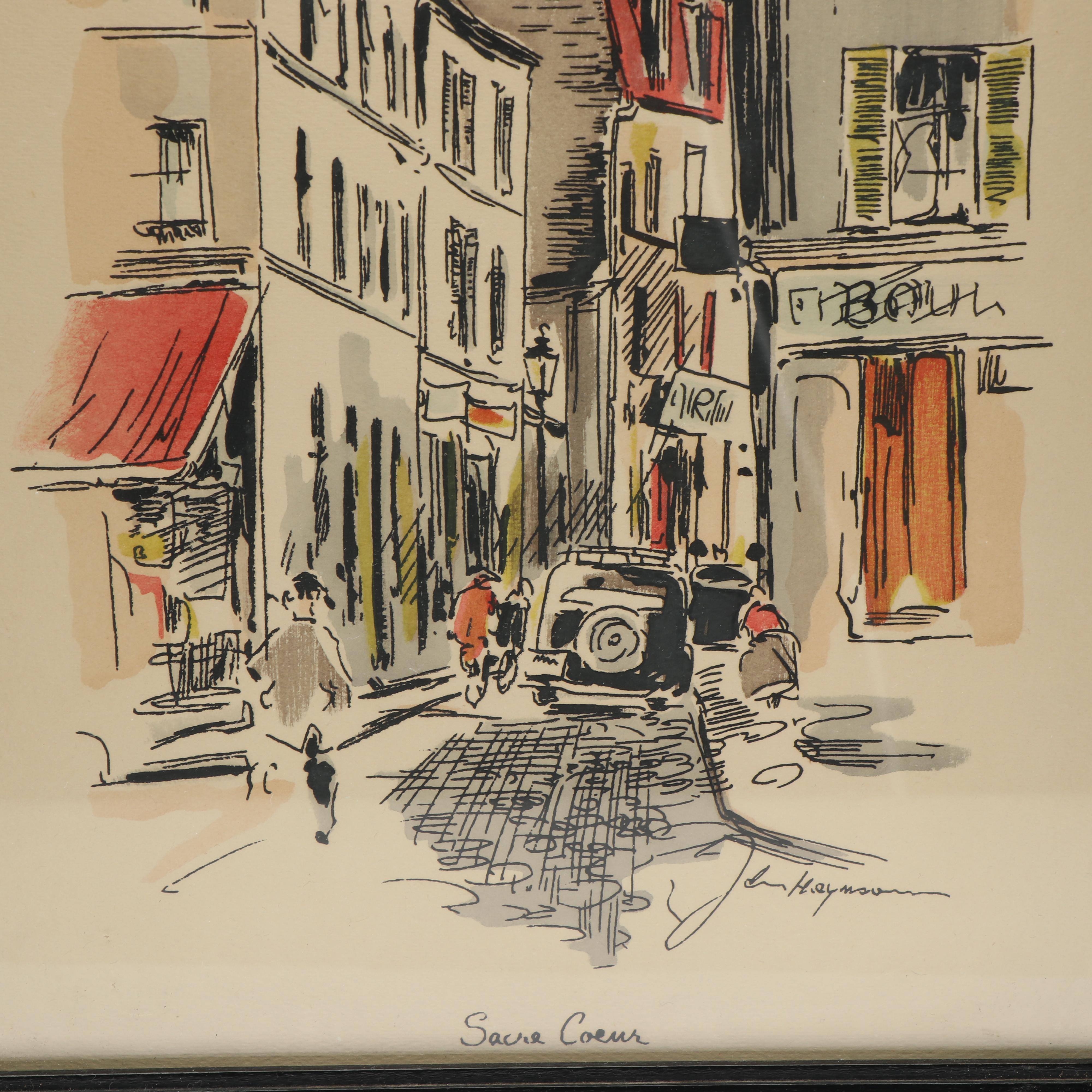 John Hayman Color Lithographs "Deux Lions" "Sacre Coeur" and "L'Opera ...