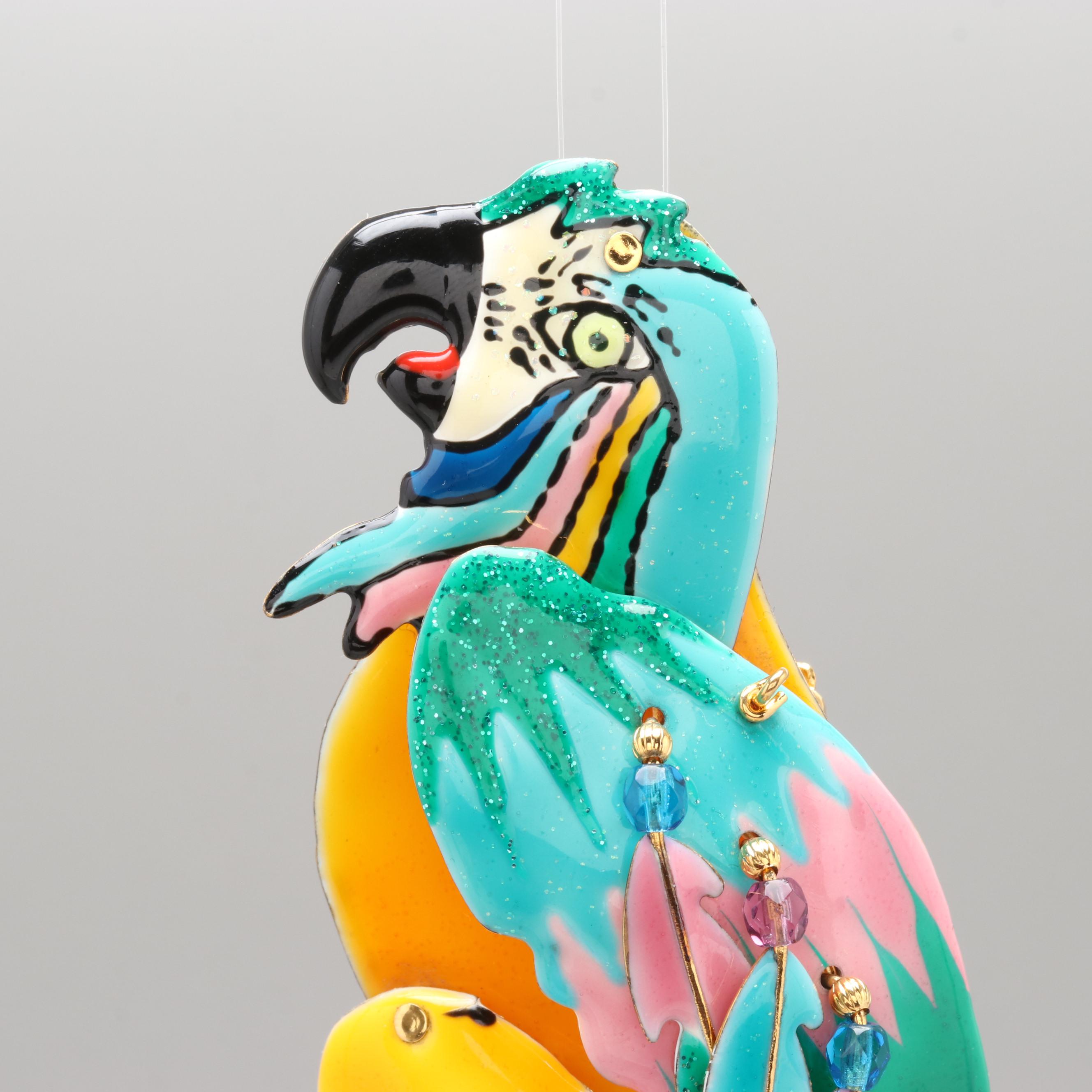 Lunch at the Ritz by Zander Elliot Glass and Enamel Articulated Parrot ...
