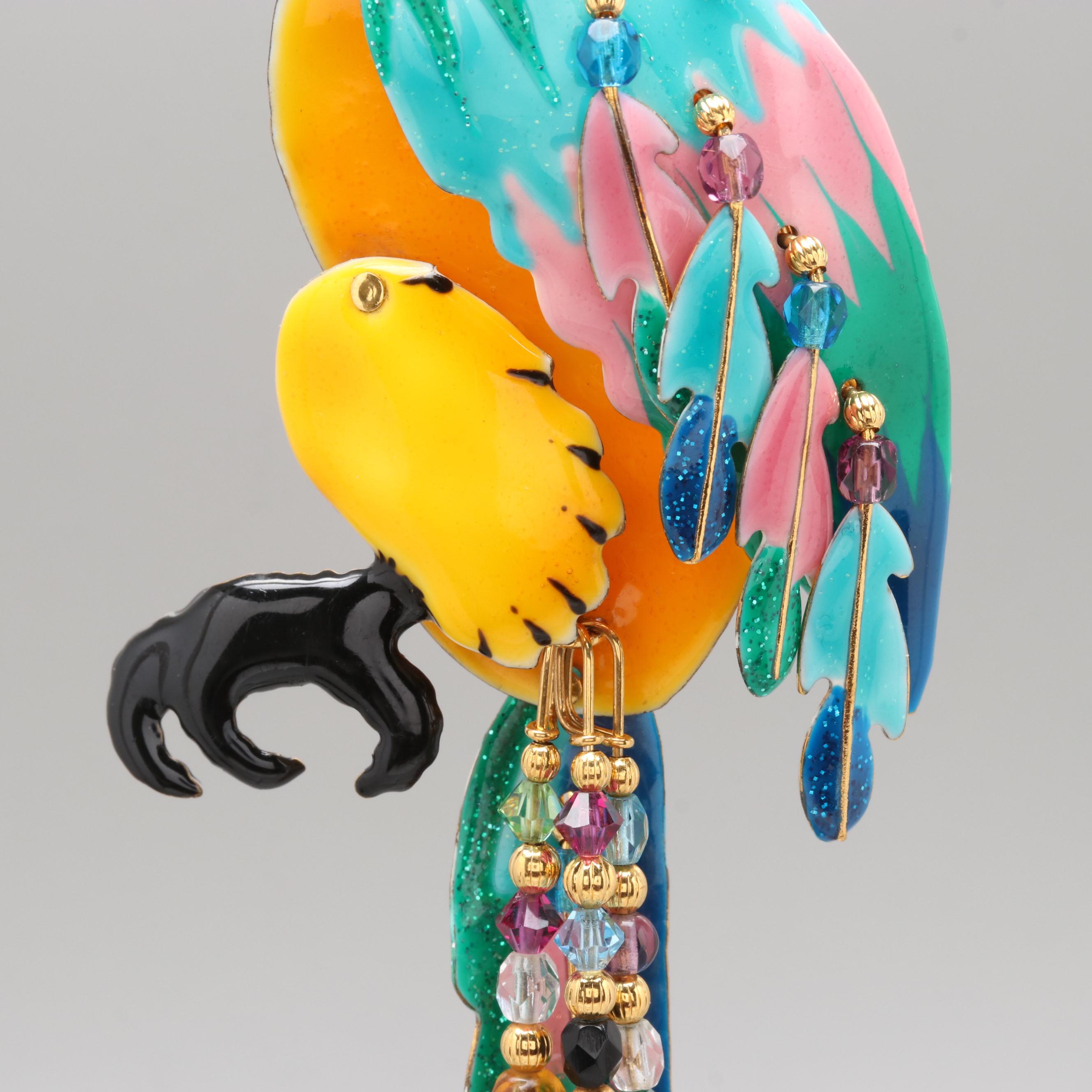 Lunch at the Ritz by Zander Elliot Glass and Enamel Articulated Parrot ...