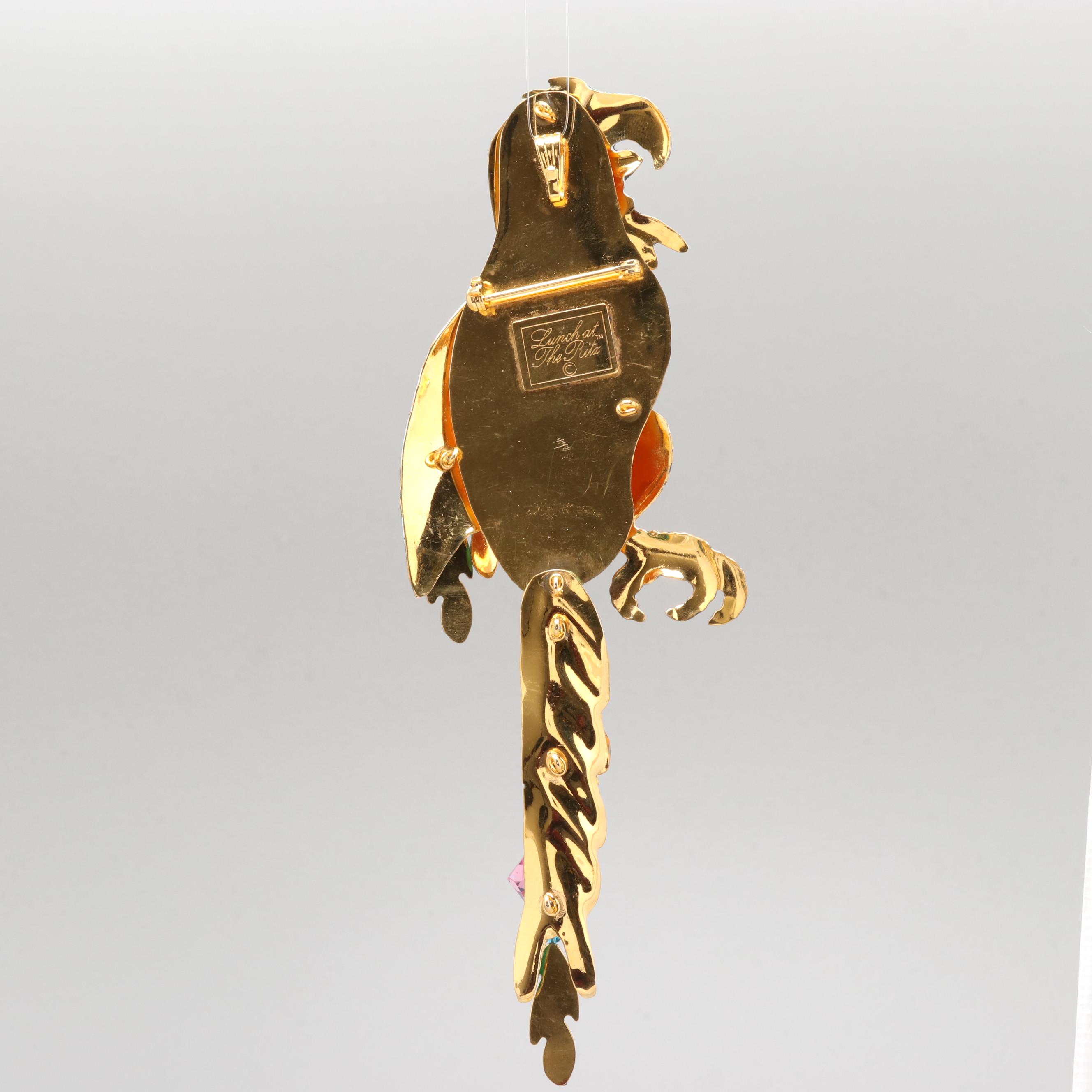 Lunch at the Ritz by Zander Elliot Glass and Enamel Articulated Parrot ...