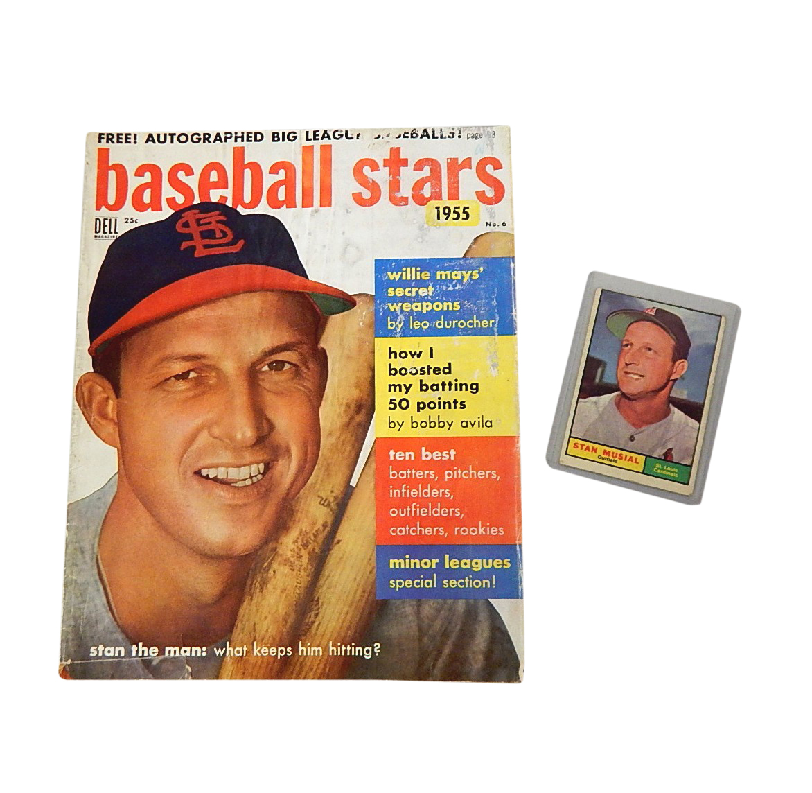 1955 "Baseball Stars" Magazine and 1961 Stan Musial #290 Card | EBTH