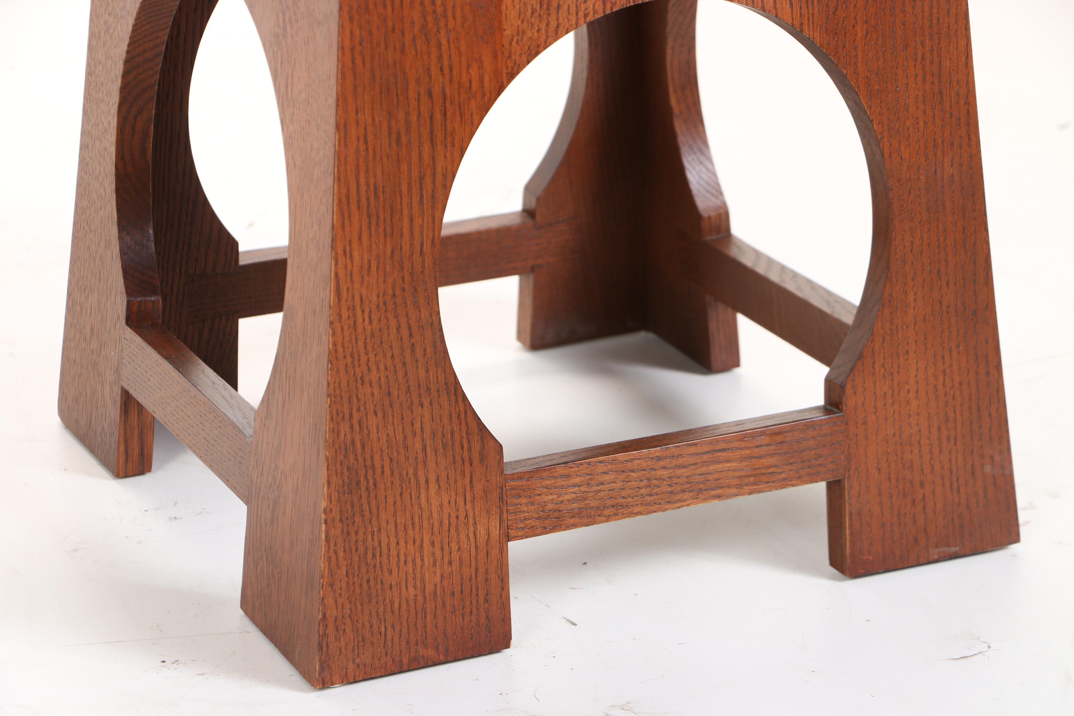 Contemporary Stickley Roycroft Oak Tabouret Table | EBTH