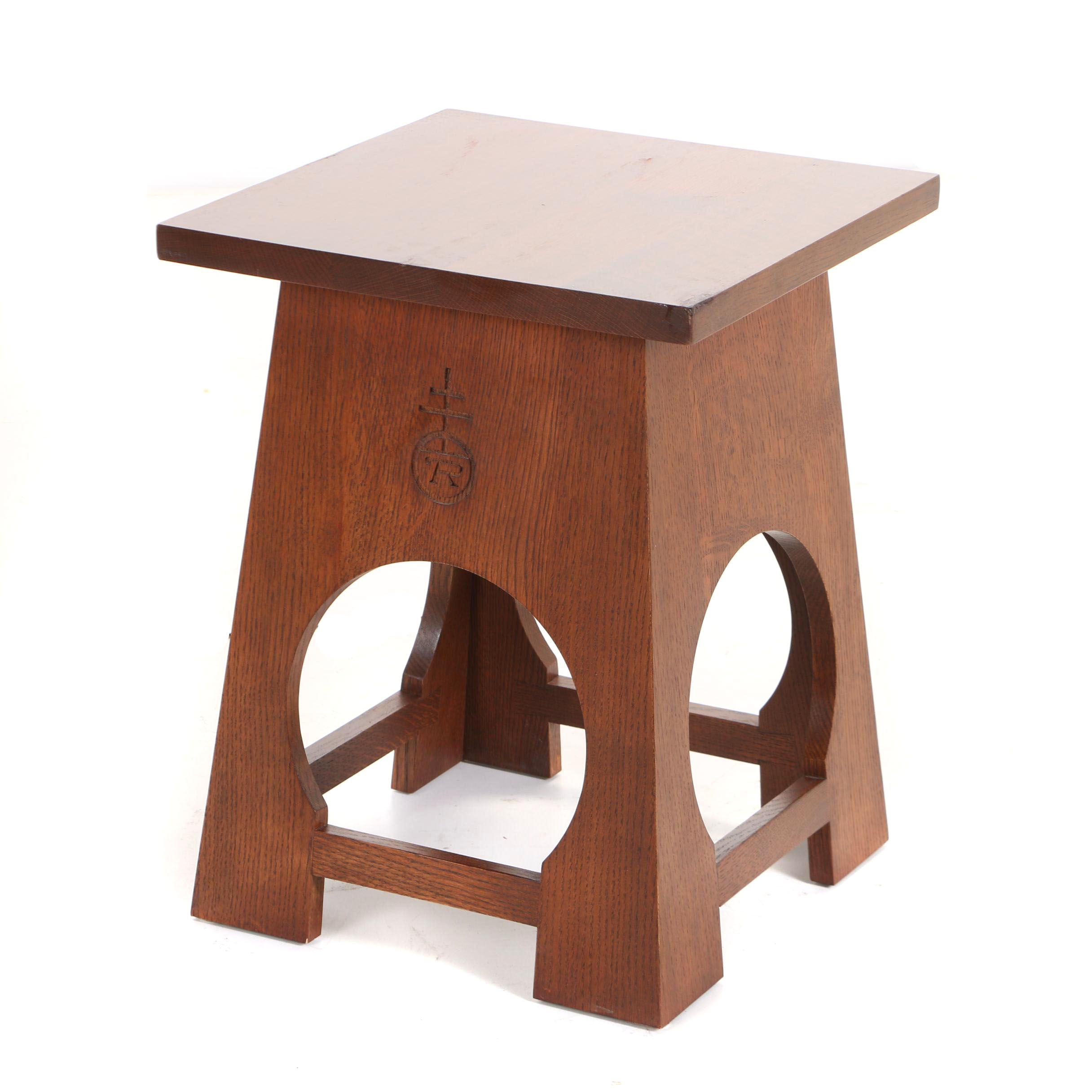 Contemporary Stickley Roycroft Oak Tabouret Table | EBTH
