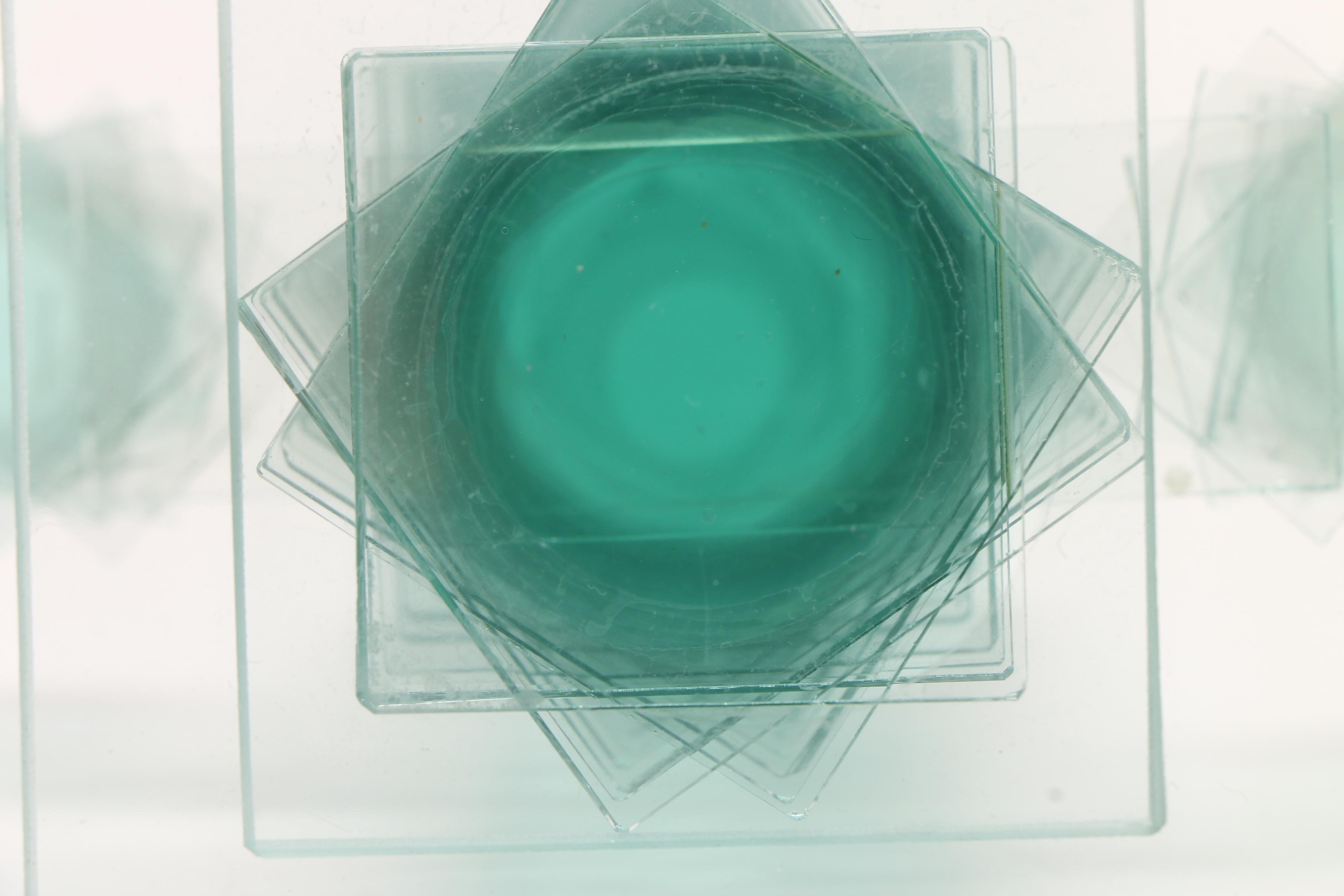 Stacked Aqua Glass Sculpture of Saguaro Cactus | EBTH