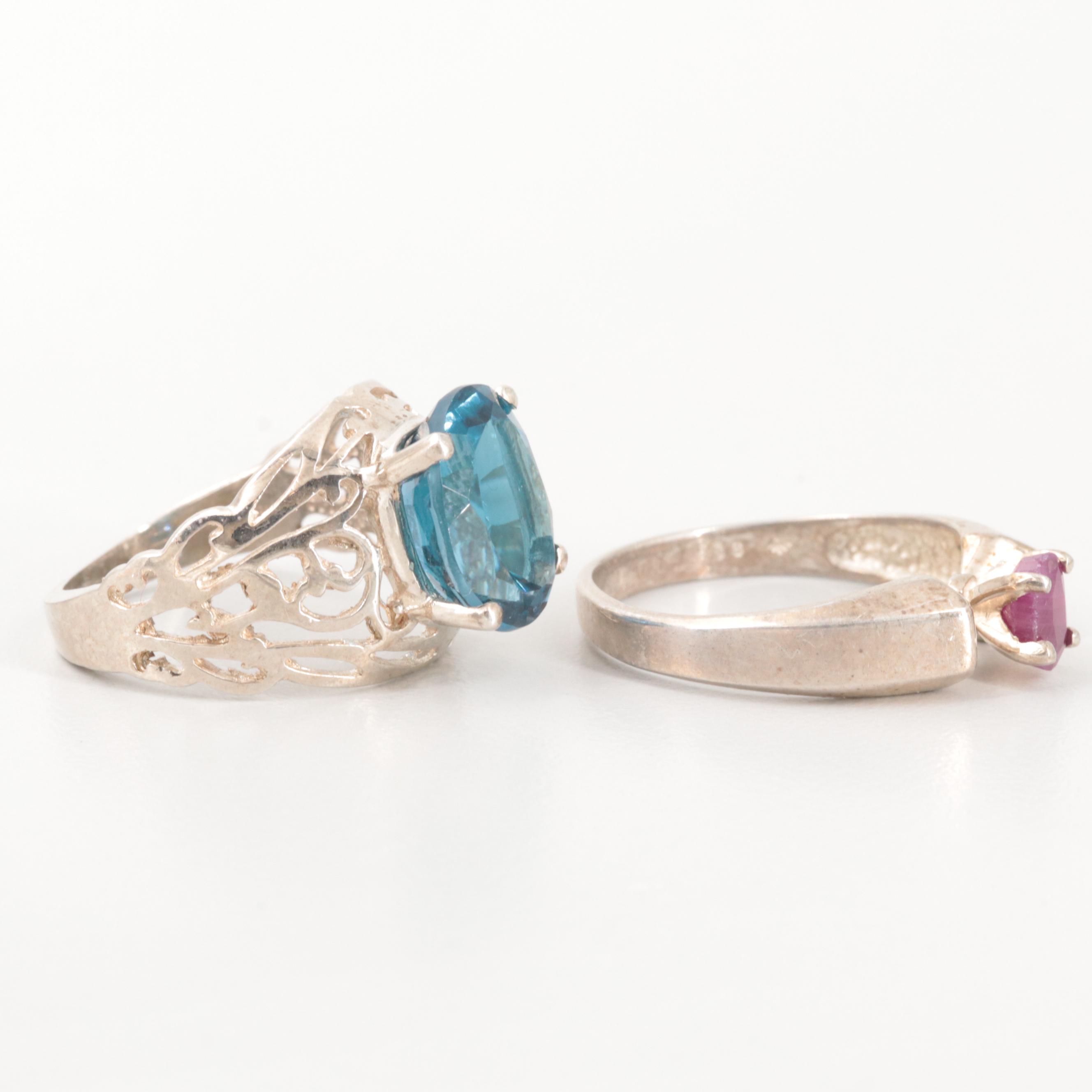 Sterling Silver Ruby and Topaz Rings | EBTH